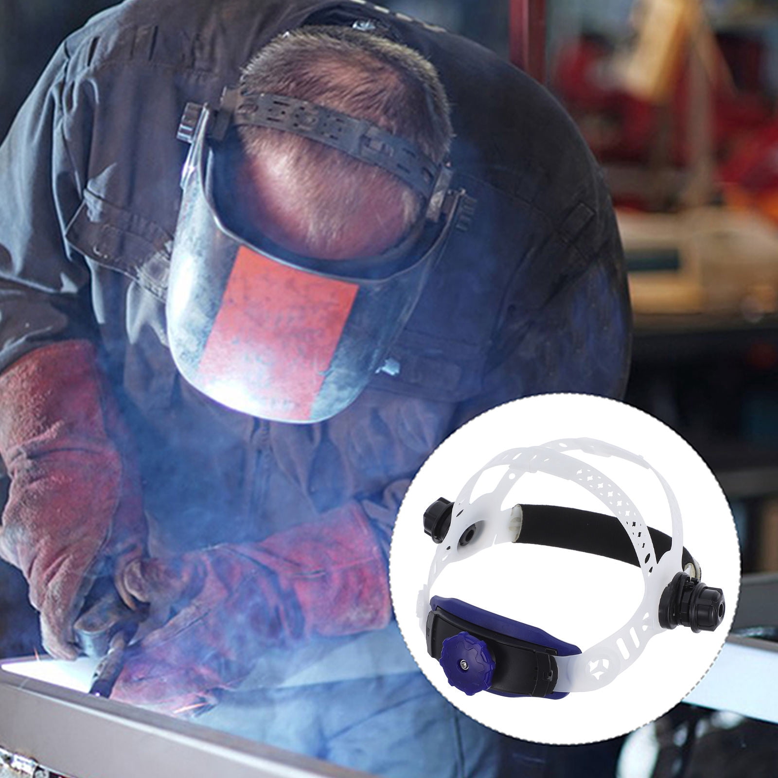 Amosfun Comfortable White Welding Hood Headgear with Adjustable Strap ...