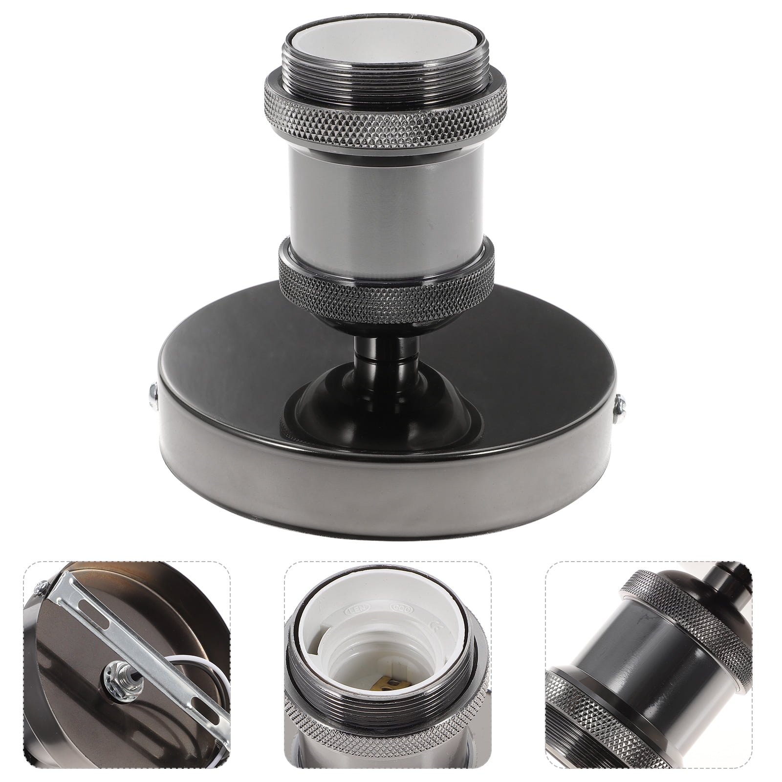 Amosfun Vintage Black Light Socket with Stainless Steel Base for E27 ...