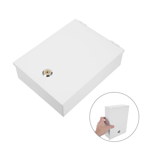 Amosfun Metal Lock Box with Key Entry White Wall Mount Tamper Resistant ...