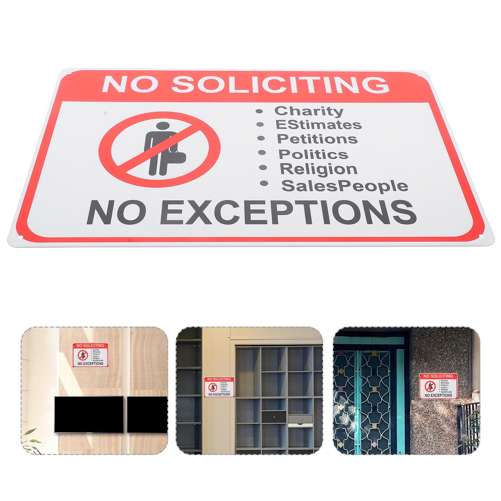 Amosfun No Soliciting Door Sign Assorted Color Visitor Restriction for ...