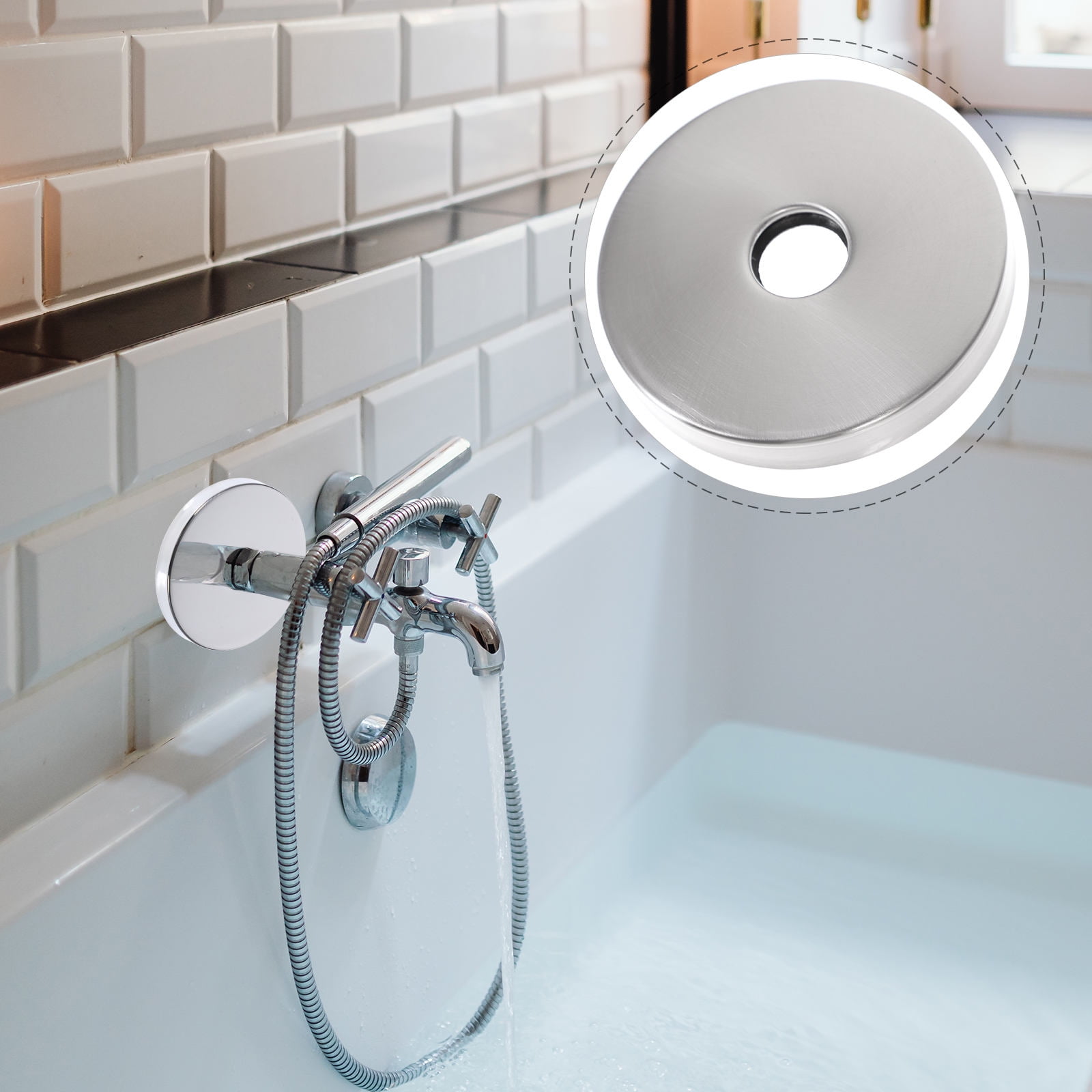 Amosfun Pipe Covers for Bathroom Wall Flange Silver Wall Damage ...