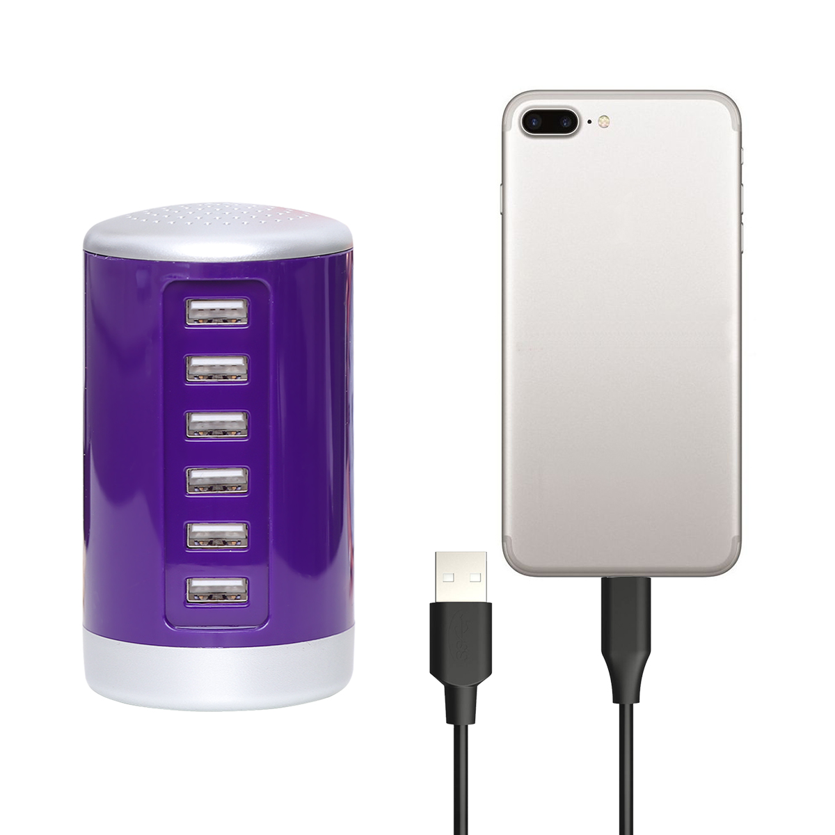 Amosfun Purple 6Port USB Hub Power Adapter with Smart Charging Ports ...