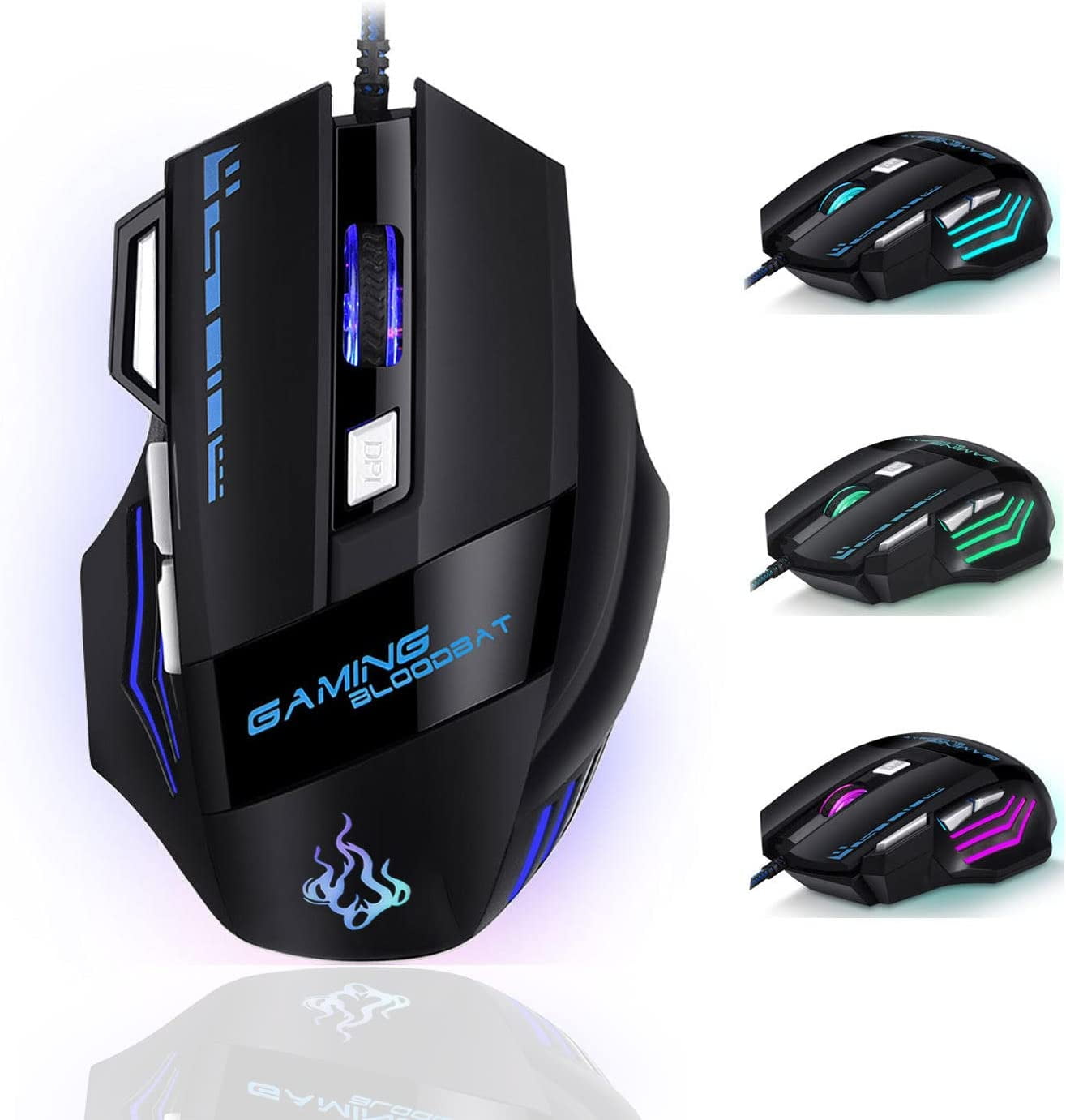 Amotus Gaming Mouse Wired Mouse USB Optical Mouse 3200 DPI Adjustable ...
