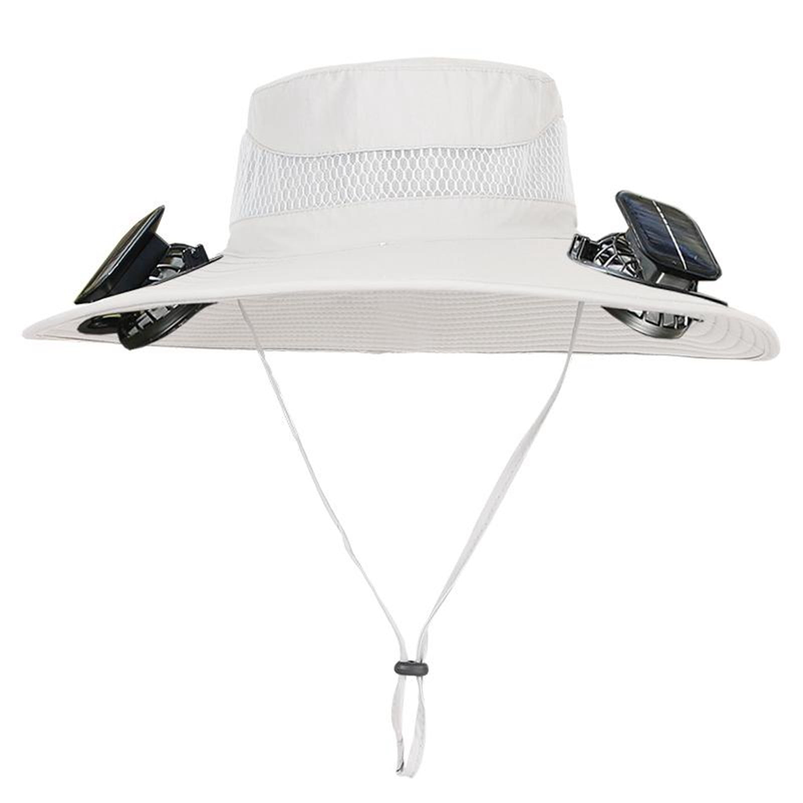 Amou Solar Fan Hat Wide Brim For Outdoor Fishing, Boonie Sun Hat With 2 ...