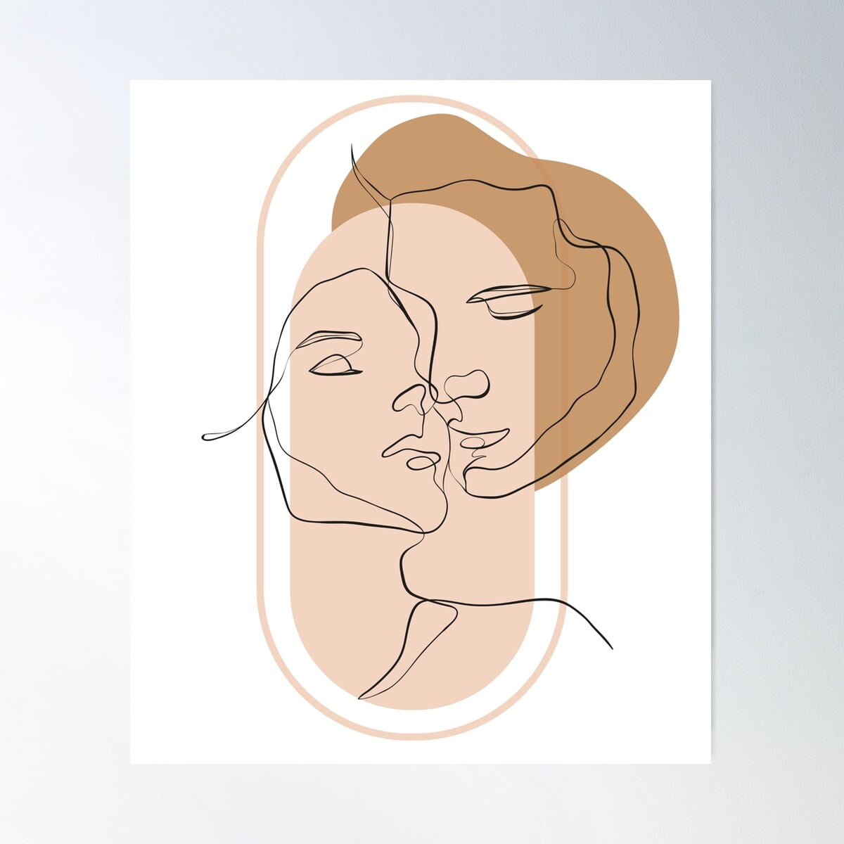 Amour 1 - Romance Neutral One Line Art Abstract Drawing Poster Wall Art ...