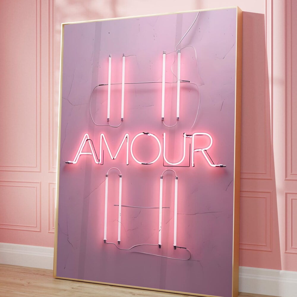 Amour Neon Sign Printed Poster: Trendy Poster Home Decor UNFRAMED PAPER ...