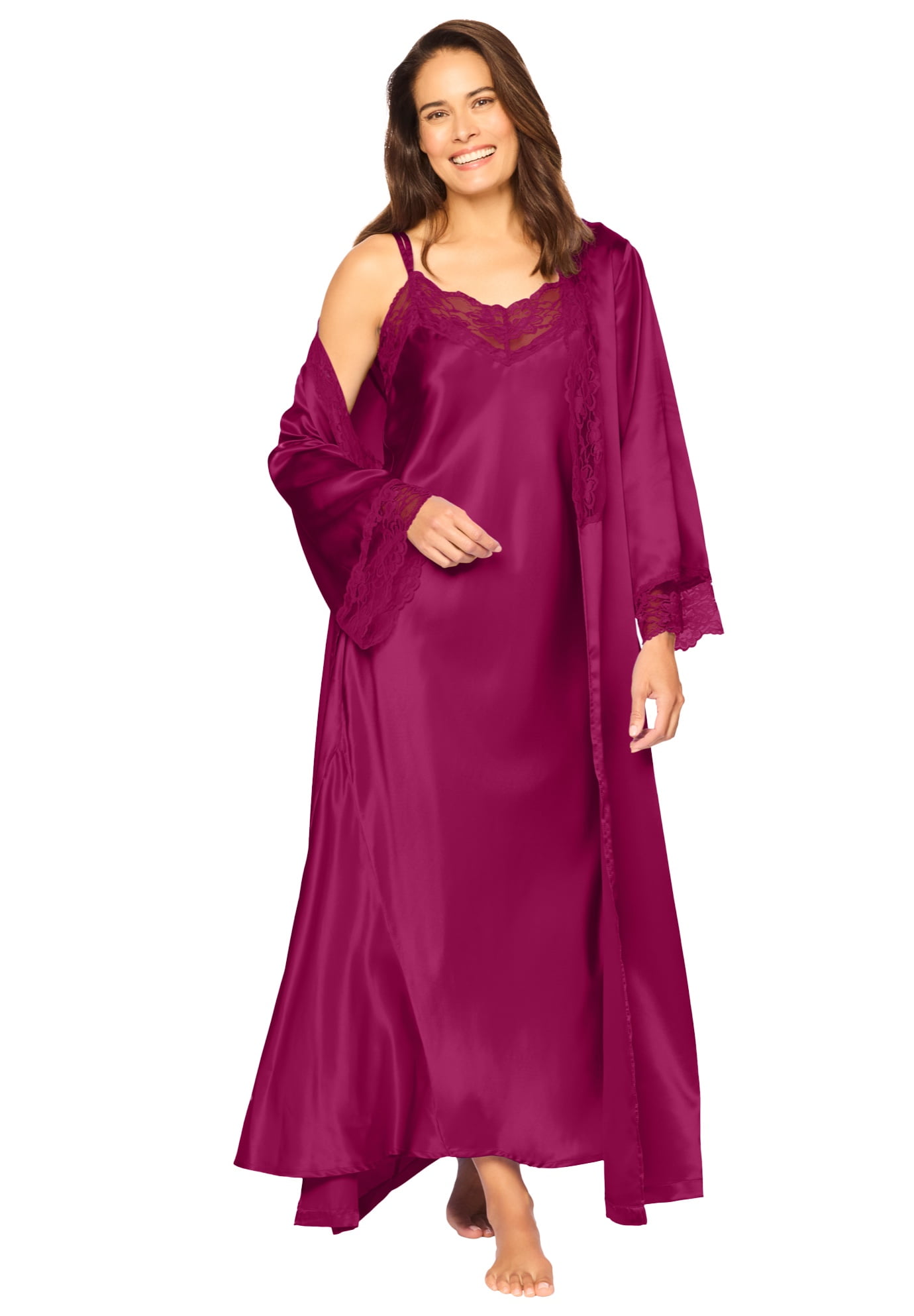 Amoureuse Plus Size The Luxe Satin Long Peignoir Set - Walmart.com