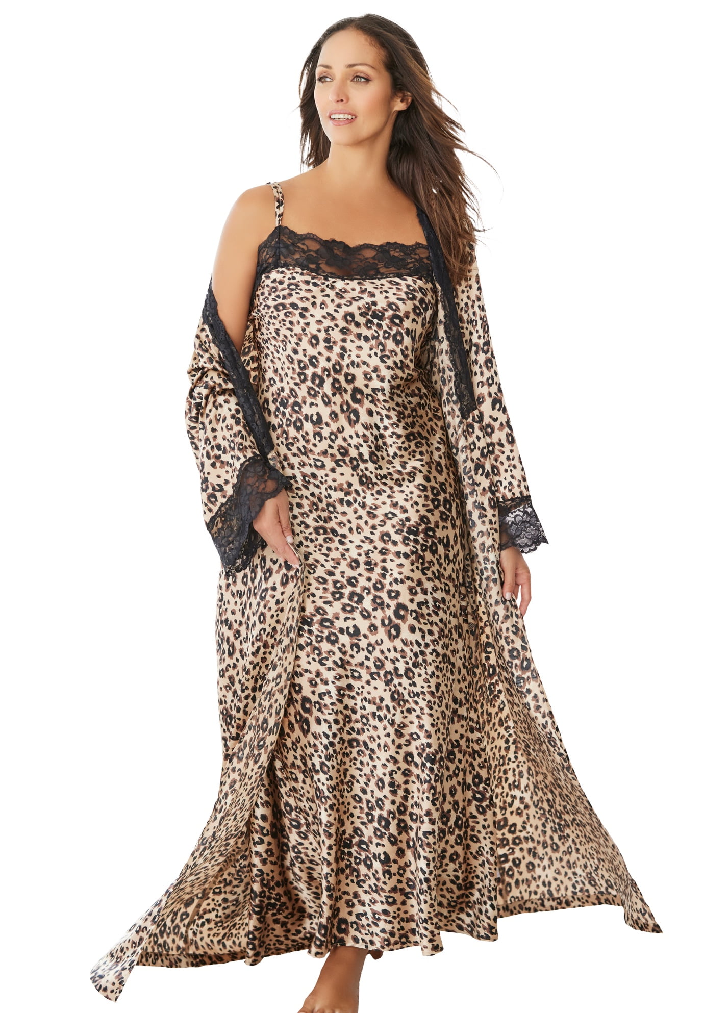 Amoureuse Plus Size The Luxe Satin Long Peignoir Set - Walmart.com