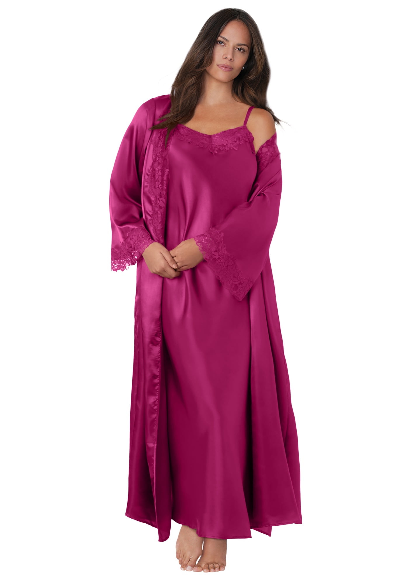 Amoureuse Plus Size The Luxe Satin Long Peignoir Set - Walmart.com