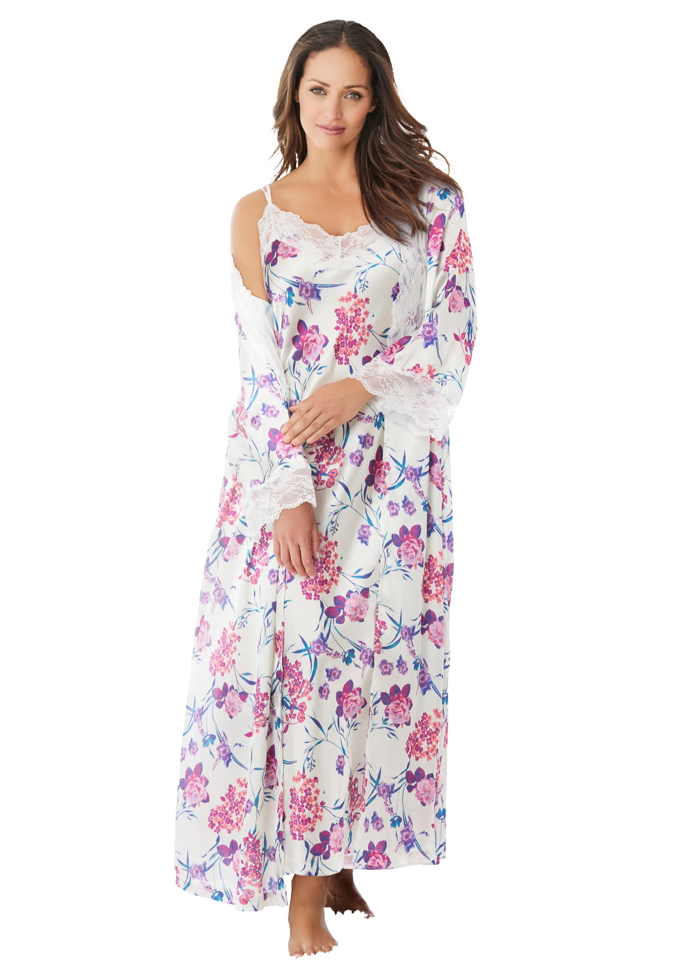 Amoureuse Plus Size The Luxe Satin Long Peignoir Set - Walmart.com