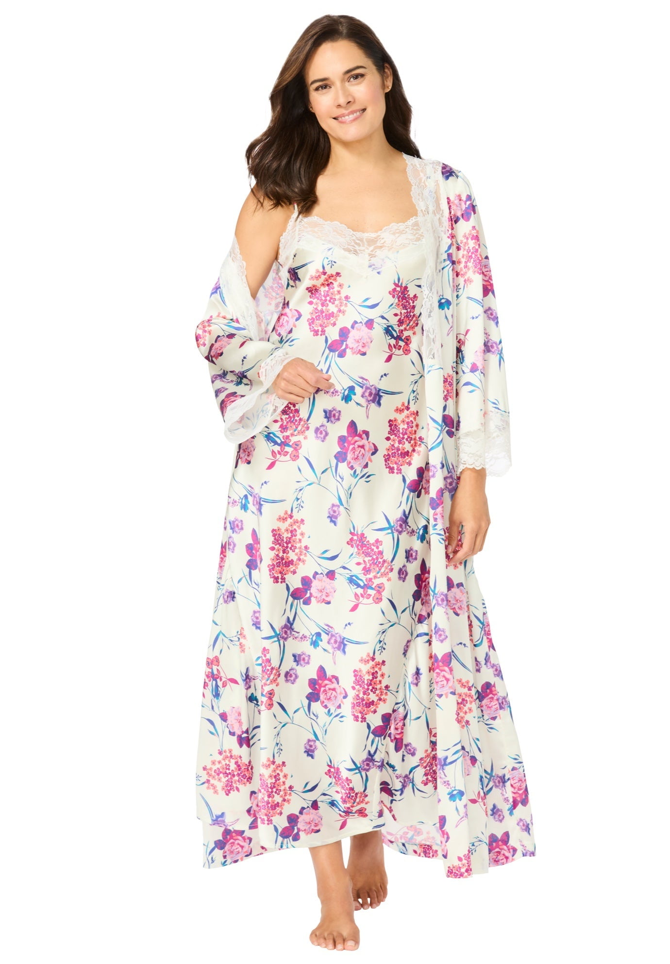 Amoureuse Plus Size The Luxe Satin Long Peignoir Set - Walmart.com
