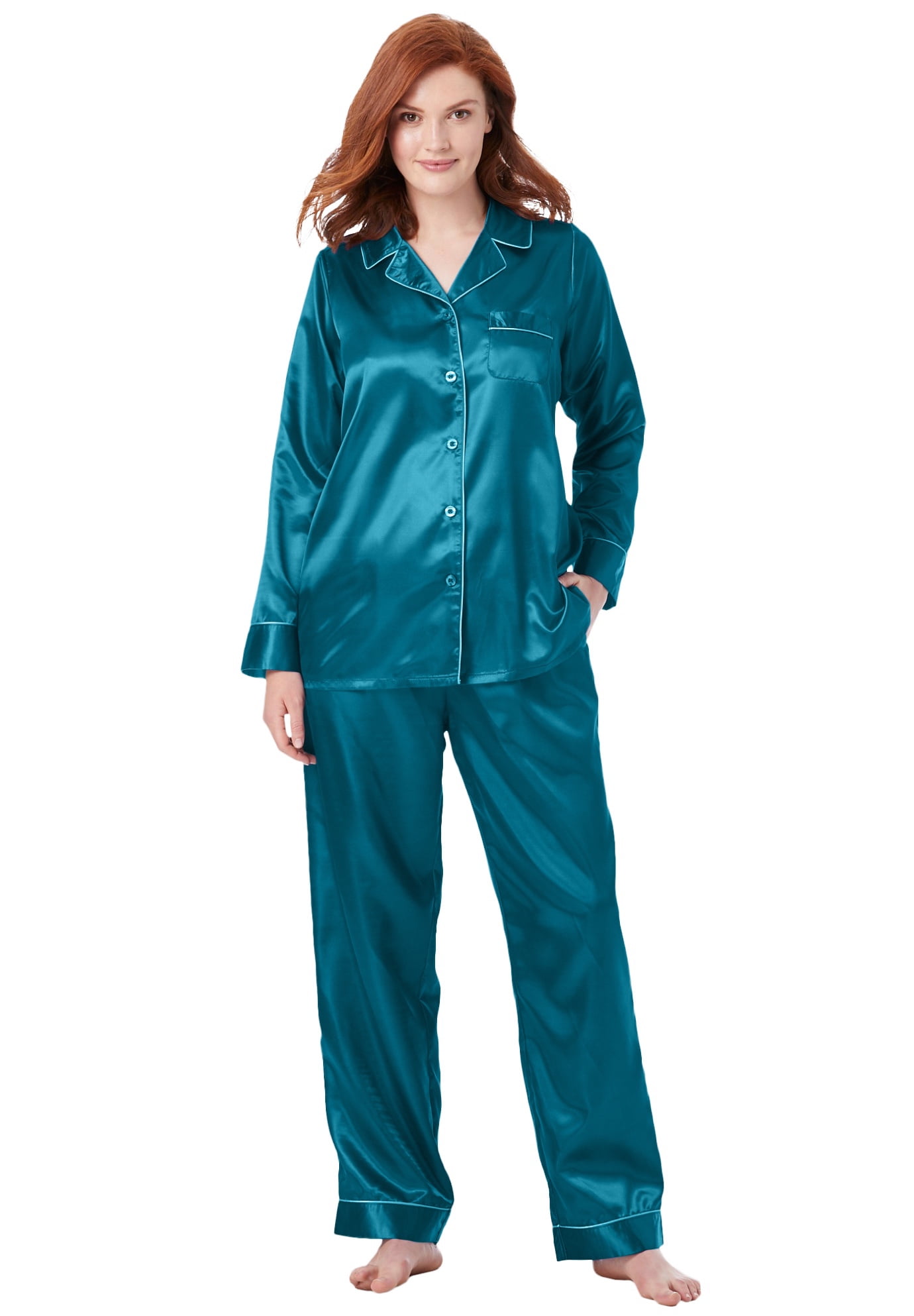Amoureuse Women's Plus Size The Luxe Satin Pajama Set Pajamas - Walmart.com