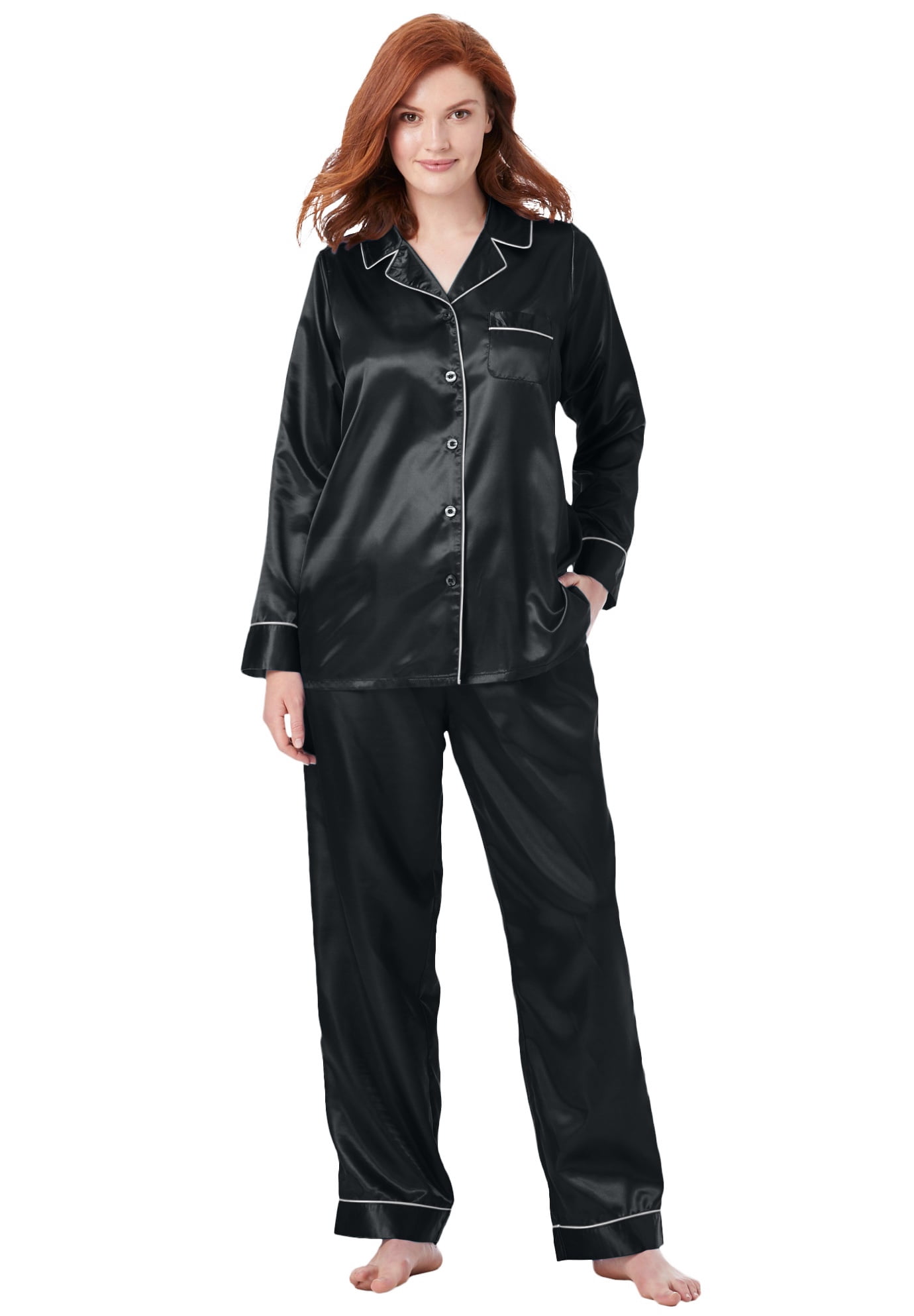Amoureuse Women's Plus Size The Luxe Satin Pajama Set - Walmart.com