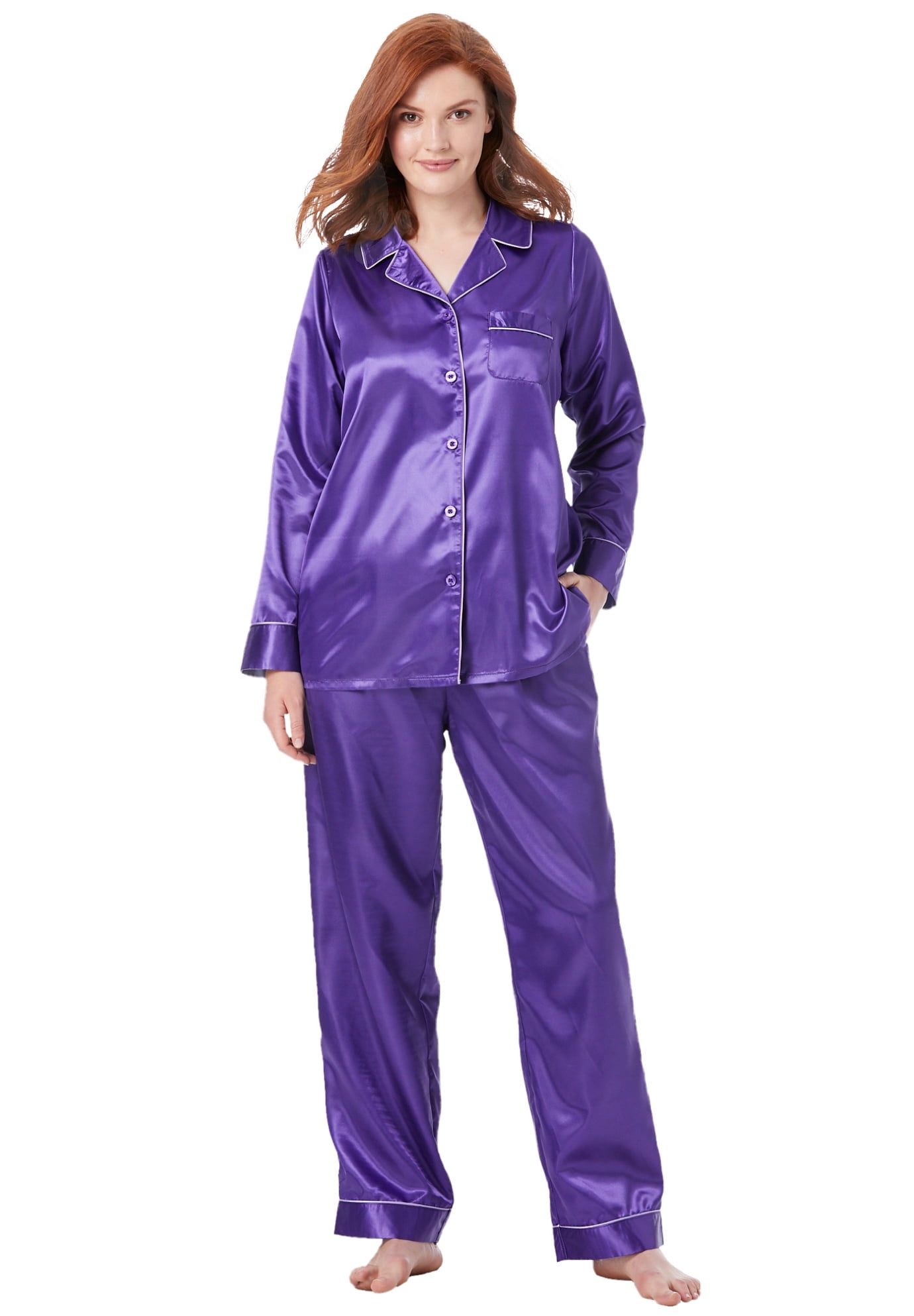 Amoureuse Women's Plus Size The Luxe Satin Pajama Set - Walmart.com