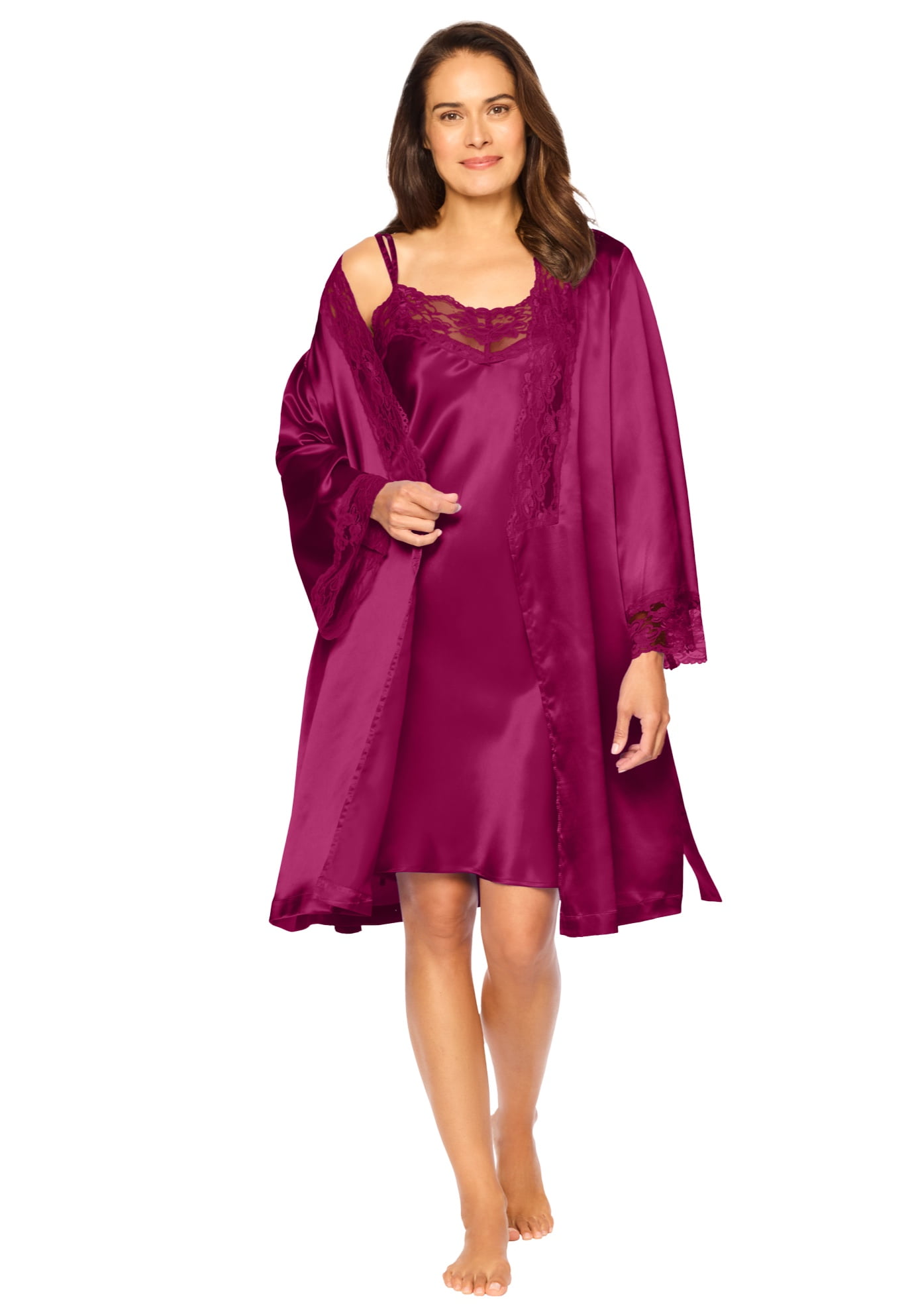Amoureuse Plus Size The Luxe Satin Short Peignoir Set - Walmart.com