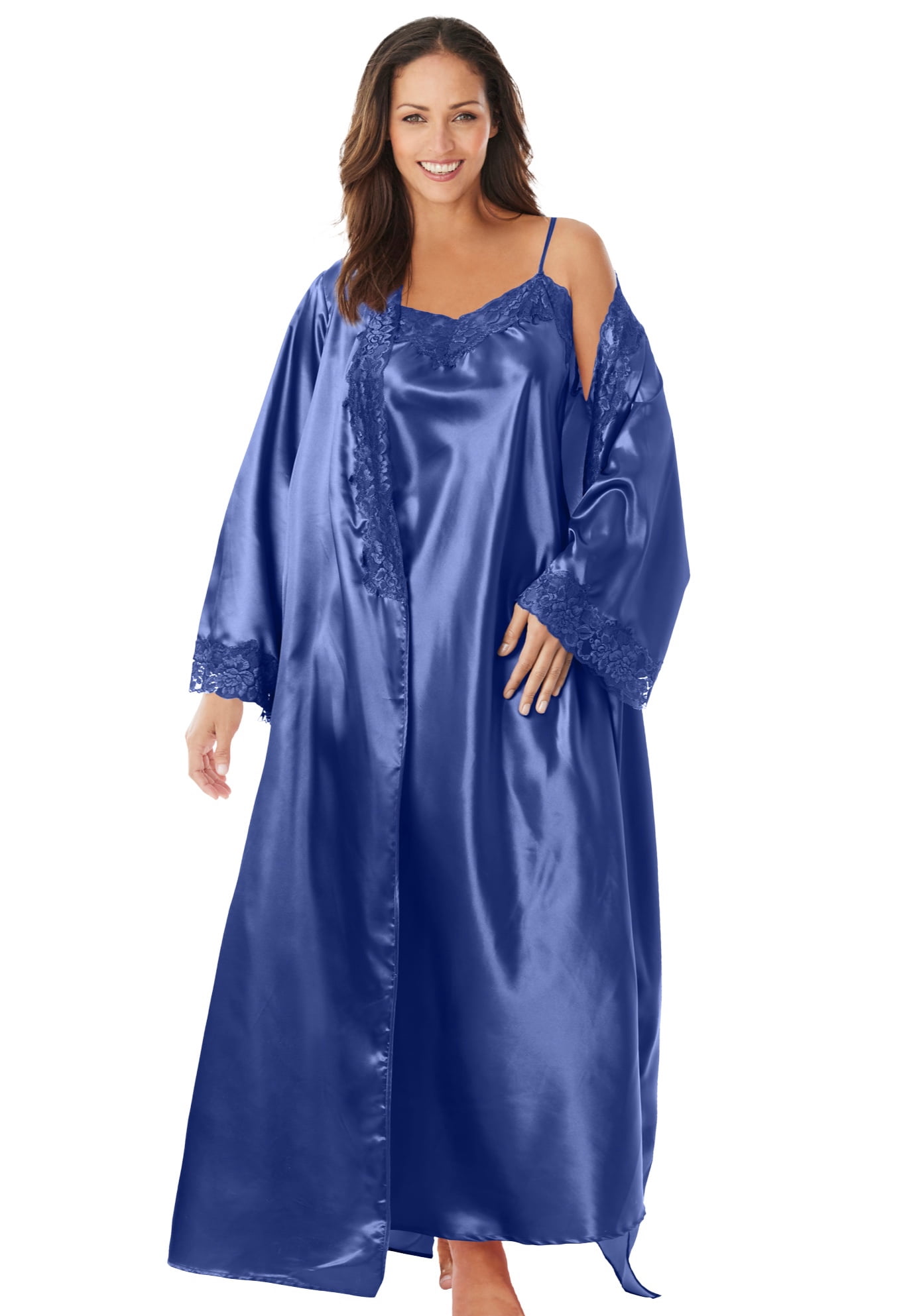 Amoureuse Women's The Luxe Satin Long Peignoir Set - Walmart.com