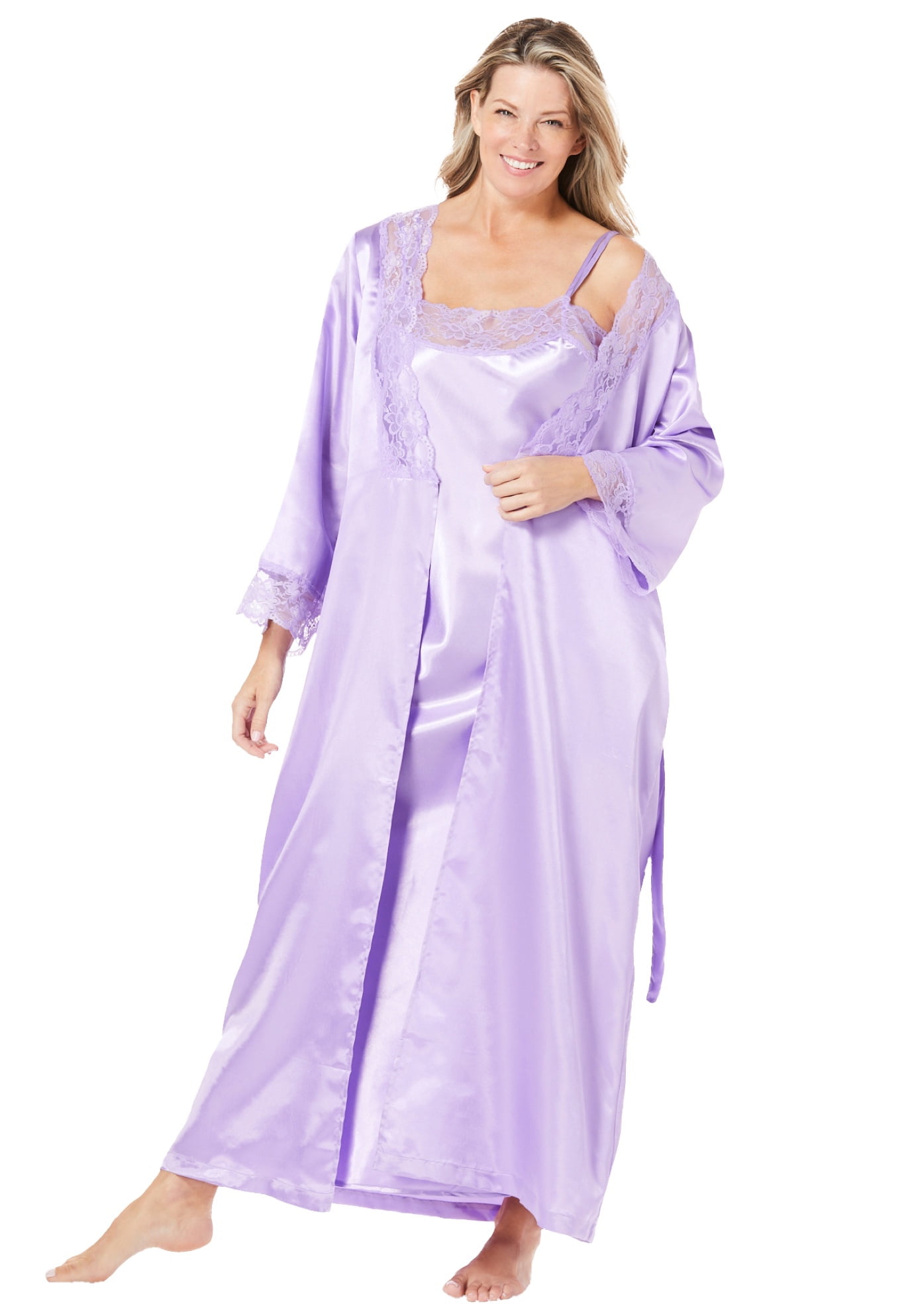 Amoureuse Women's The Luxe Satin Long Peignoir Set - Walmart.com