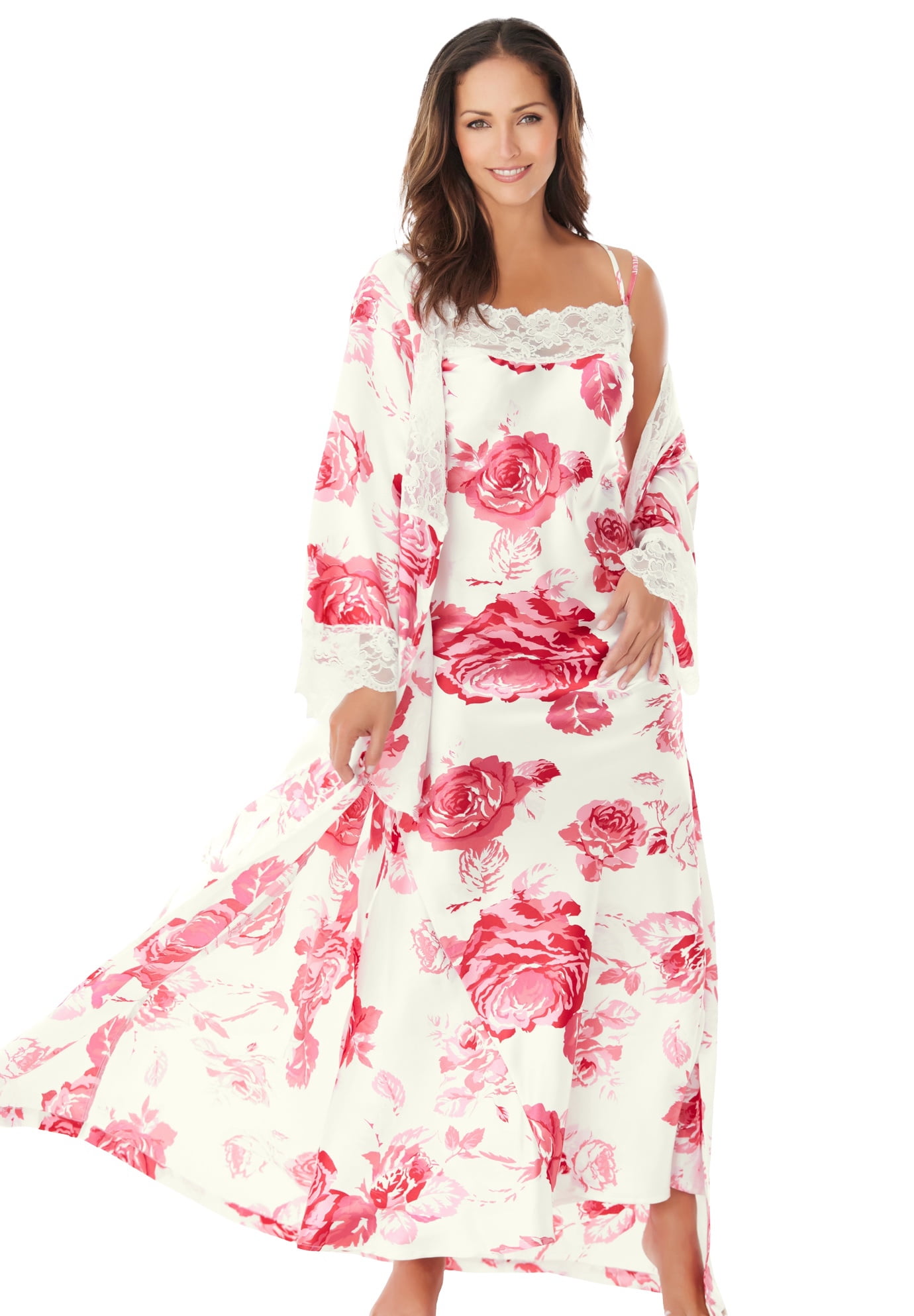 Amoureuse Women's Plus Size The Luxe Satin Long Peignoir Set - Walmart.com