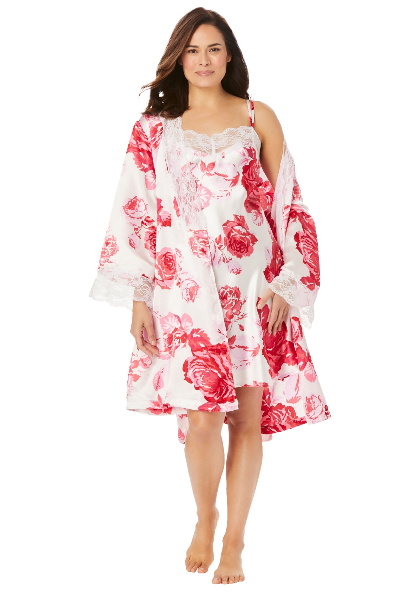 Amoureuse Women's Plus Size The Luxe Satin Short Peignoir Set - Walmart.com