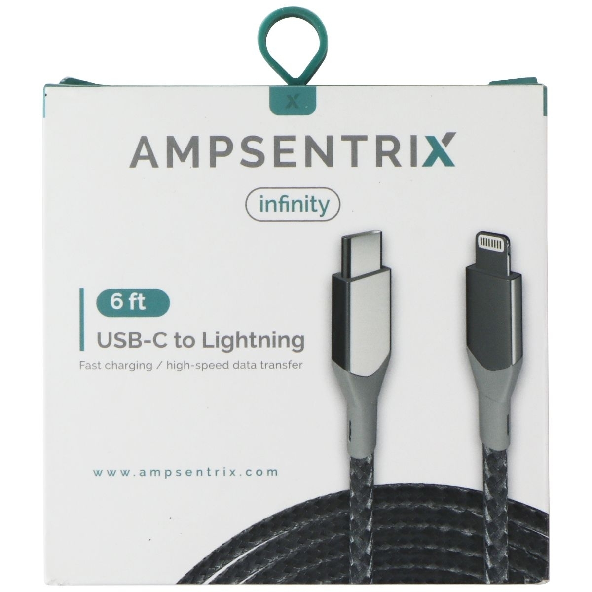AmpSentrix Infinity (6-FT) USB-C to 8-pin Charge Cable - Silver ...