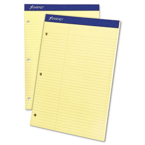 Ampad 20245 Double Sheets Pad, Law Rule, 8 1/2 x 11 3/4, Canary, 100 ...