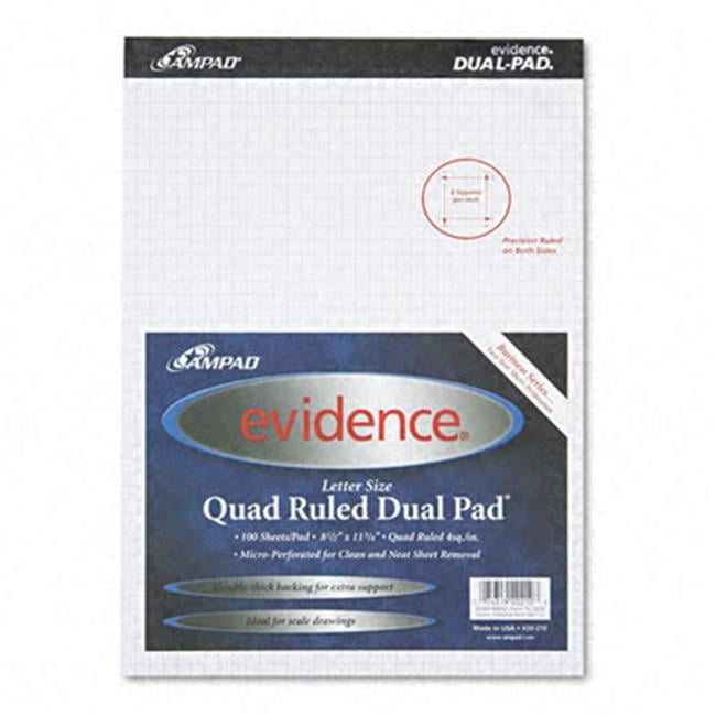 Ampad Evidence Quad Dual-Pad Quadrille Rule Letter White 100-Sheet Pads ...