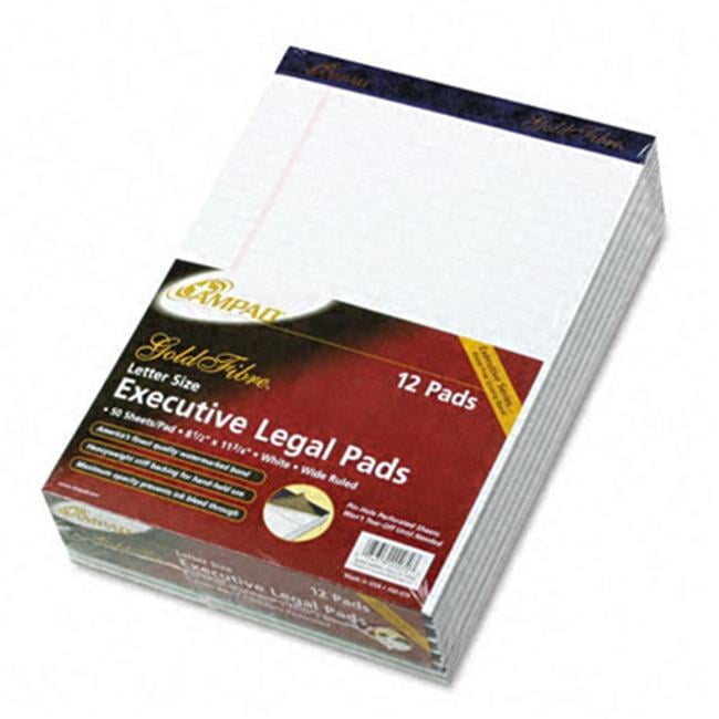 Ampad Gold Fibre Writing Pads Legal/Wide Rule Ltr White 12 50-Sheet ...