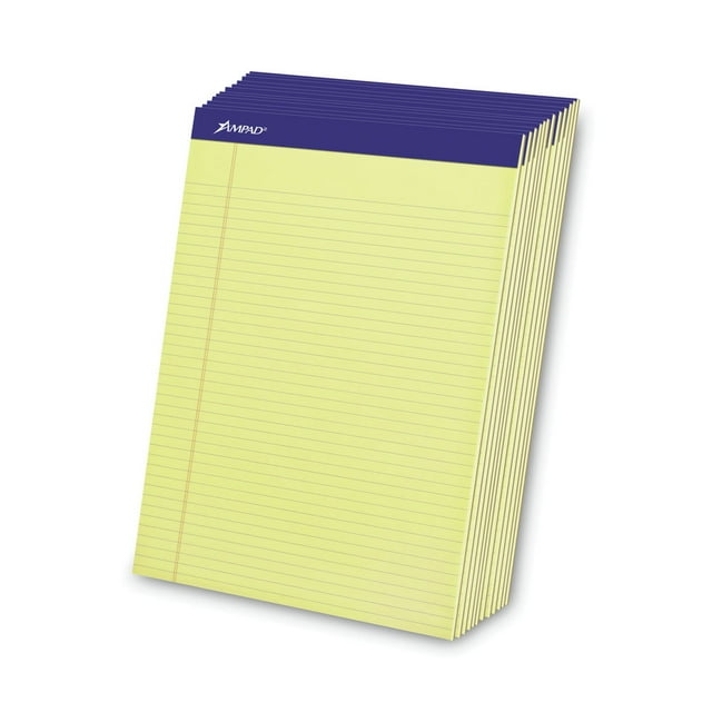 Ampad Perforated Writing Pads, Narrow Rule, 8.5 x 11.75, Canary, 50 ...