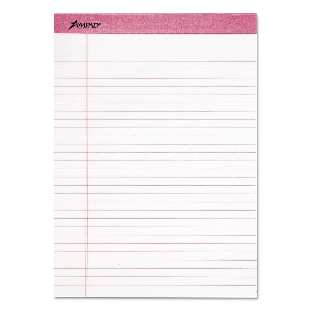 Ampad Pink Writing Pad Legal/Wide 8 1/2 x 11 Pink 50 Sheets 6/Pack ...