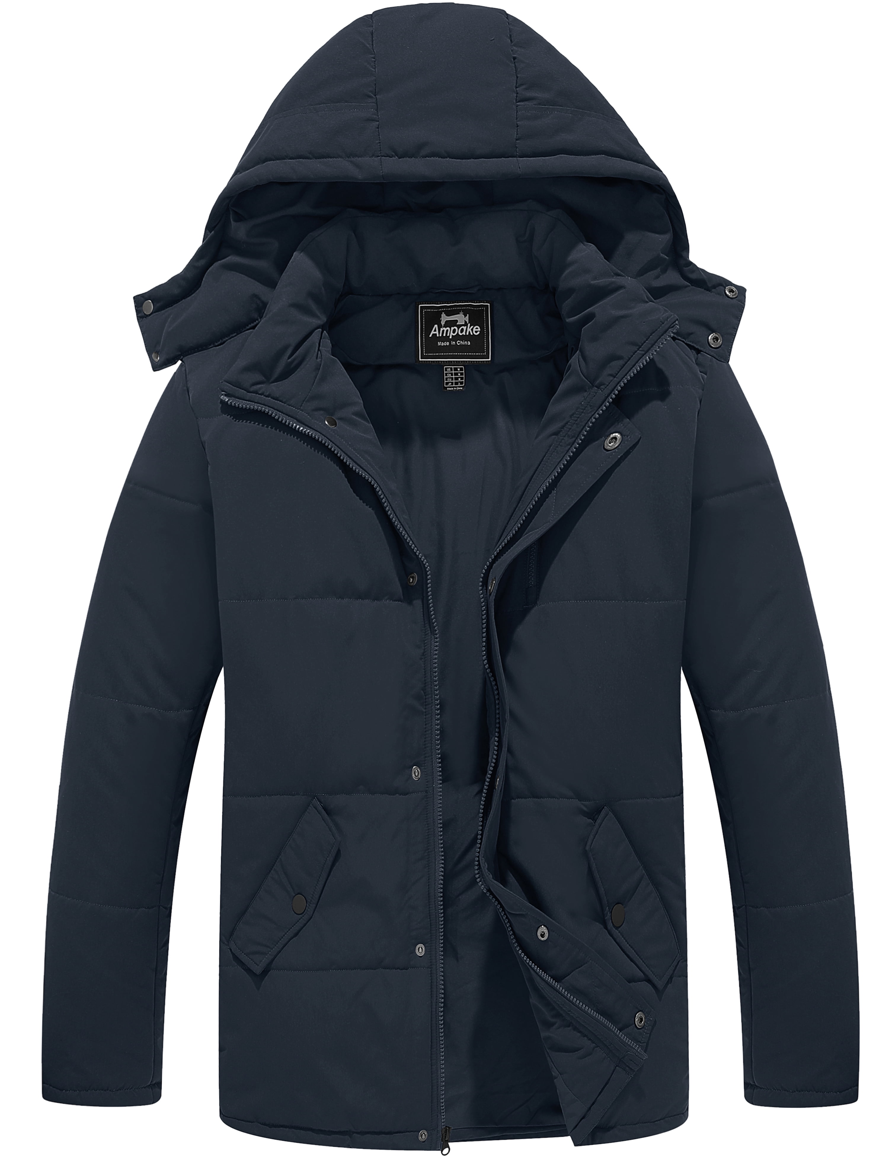 Ampake Men's Winter Coat Insulated Puffer Jacket Waterproof Outerwear ...
