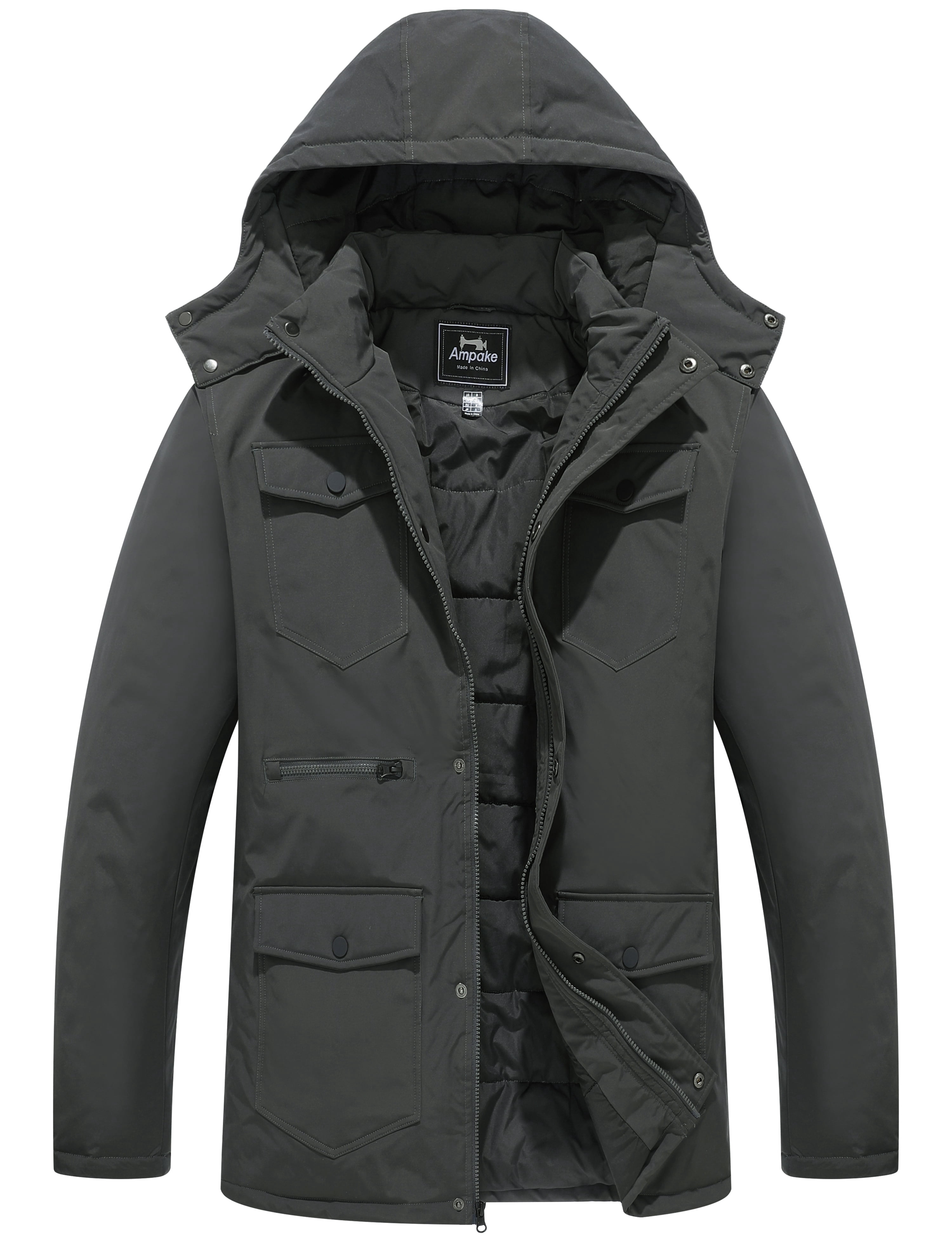 Wenven Ampake Men's Insulated Puffer Jacket, Waterproof Winter Parka ...