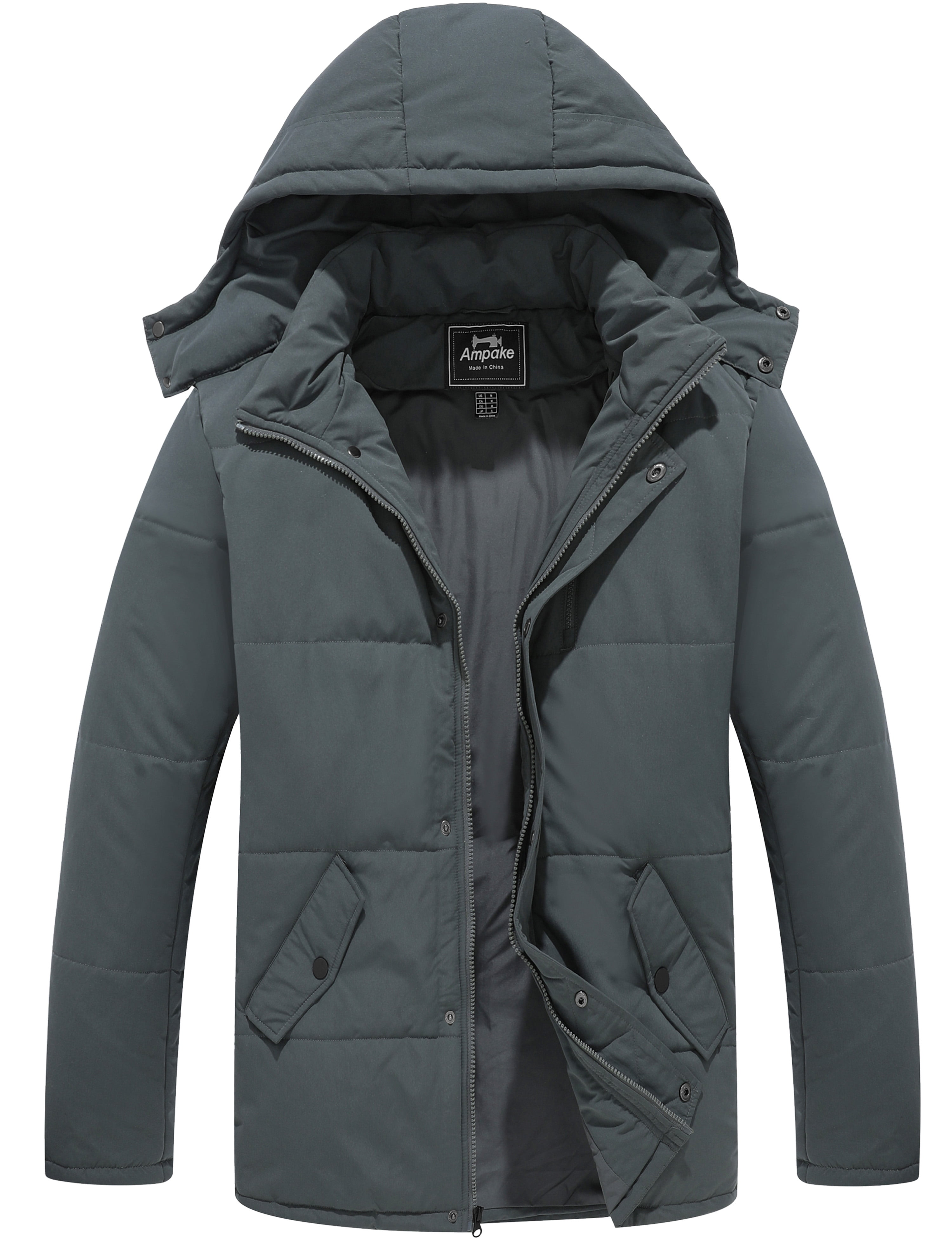 Ampake Men's Winter Puffer Jacket Windproof Winter Outerwear Jacket ...
