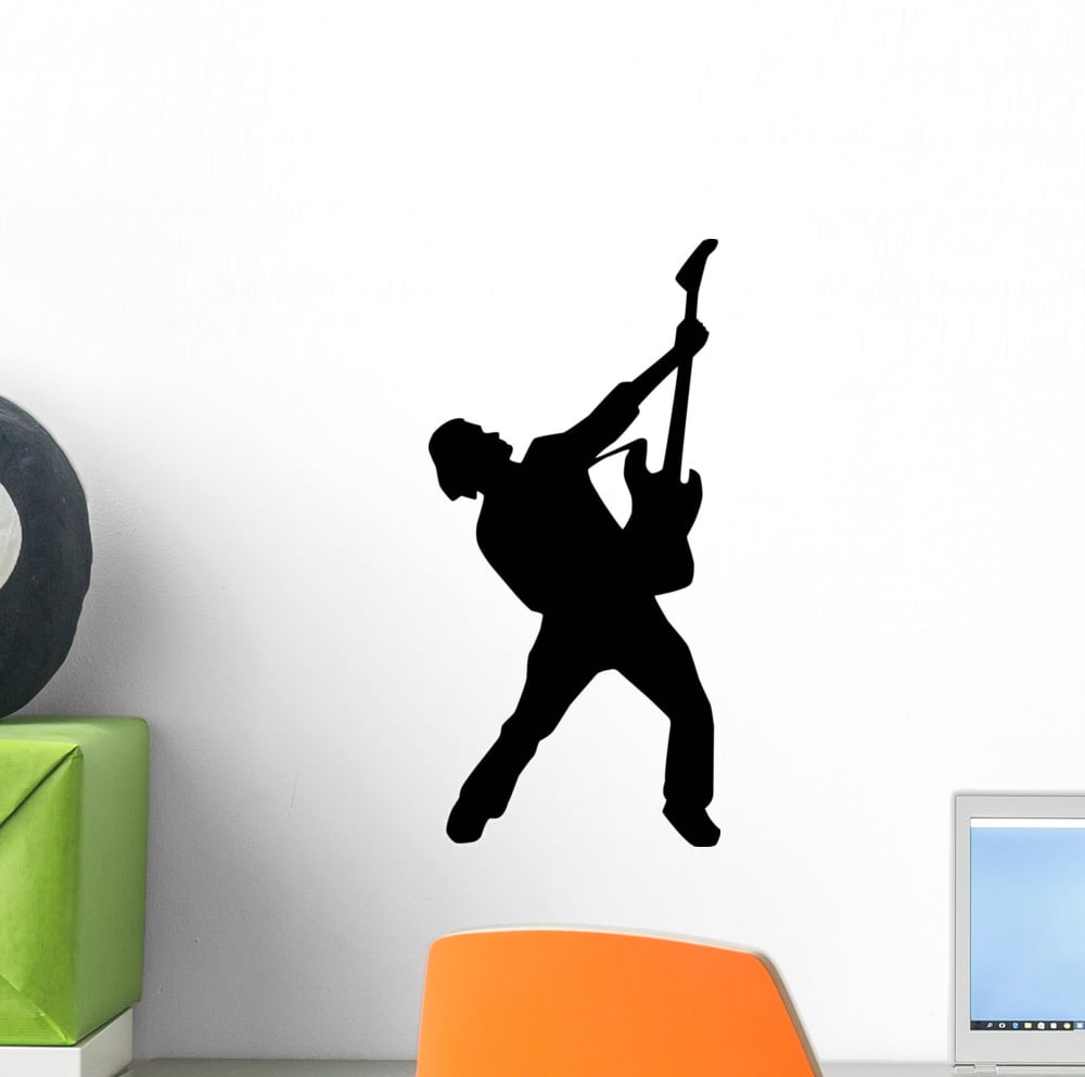 Amped Rockstar Music Silhouette Wall Decal Sticker, Wallmonkeys Peel ...