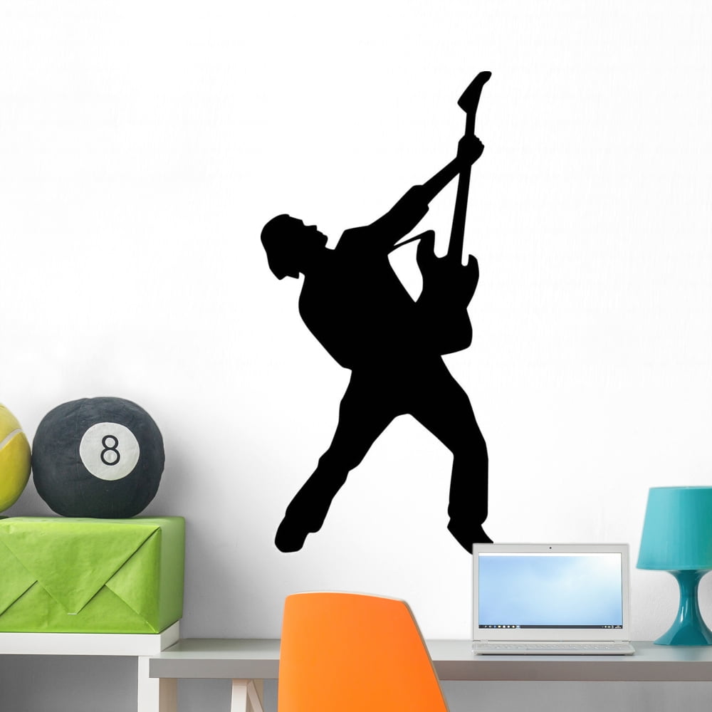 Amped Rockstar Music Silhouette Wall Decal Sticker, Wallmonkeys Peel ...