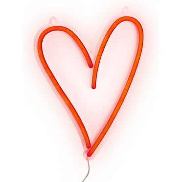 BrightSide 12" Heart Shaped LED Neon Table Light, Pink, Battery-Powered ...