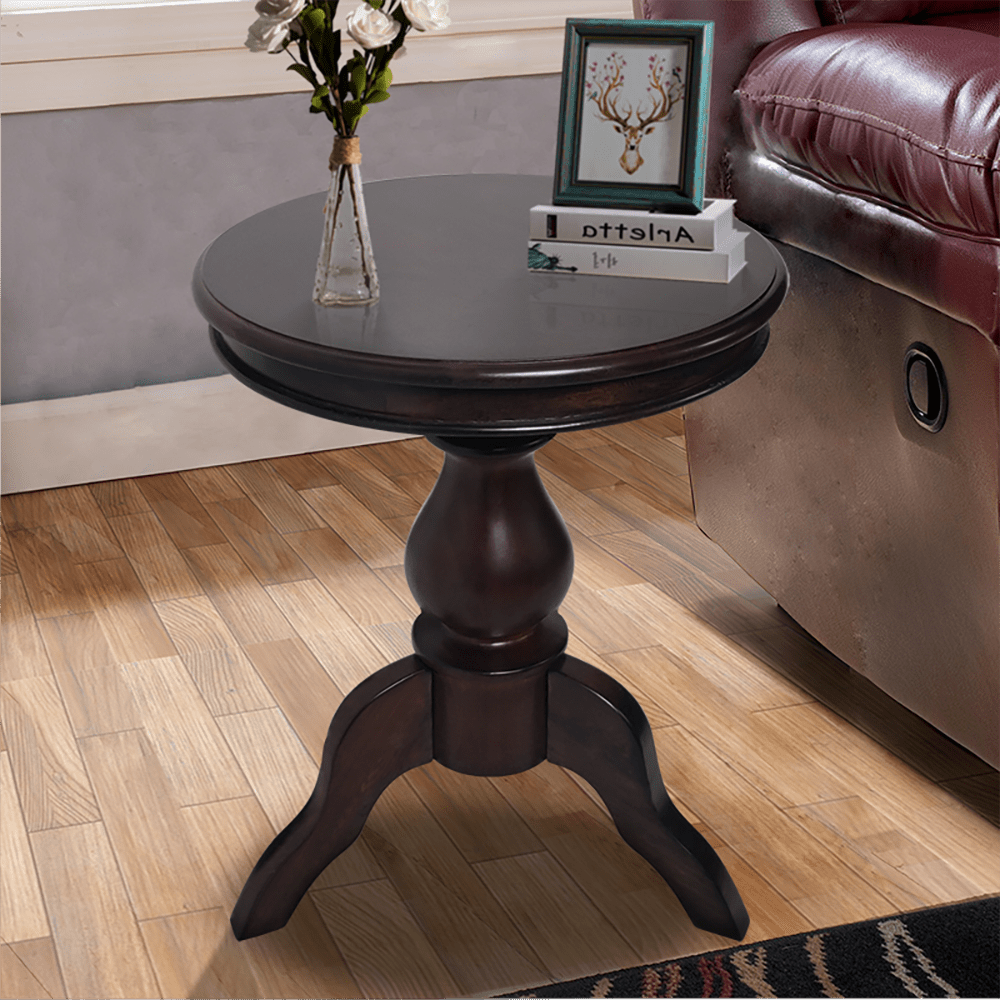 Ampeliodécor Living Room Round Side Pedestal Table, Decorative Wood ...