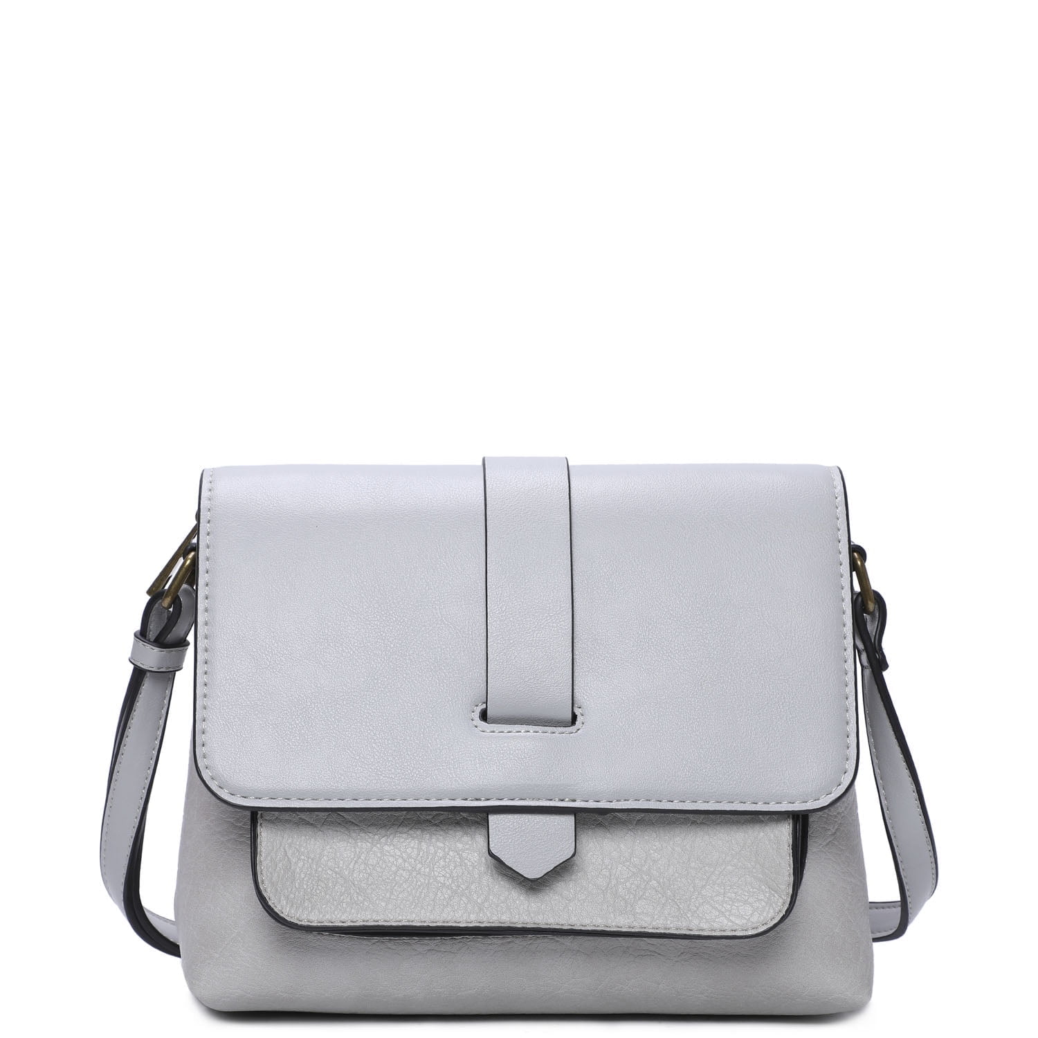 Ampere Creations Lilly Women Medium Vegan Leather Flap Crossbody Bag - Grey - Walmart.com