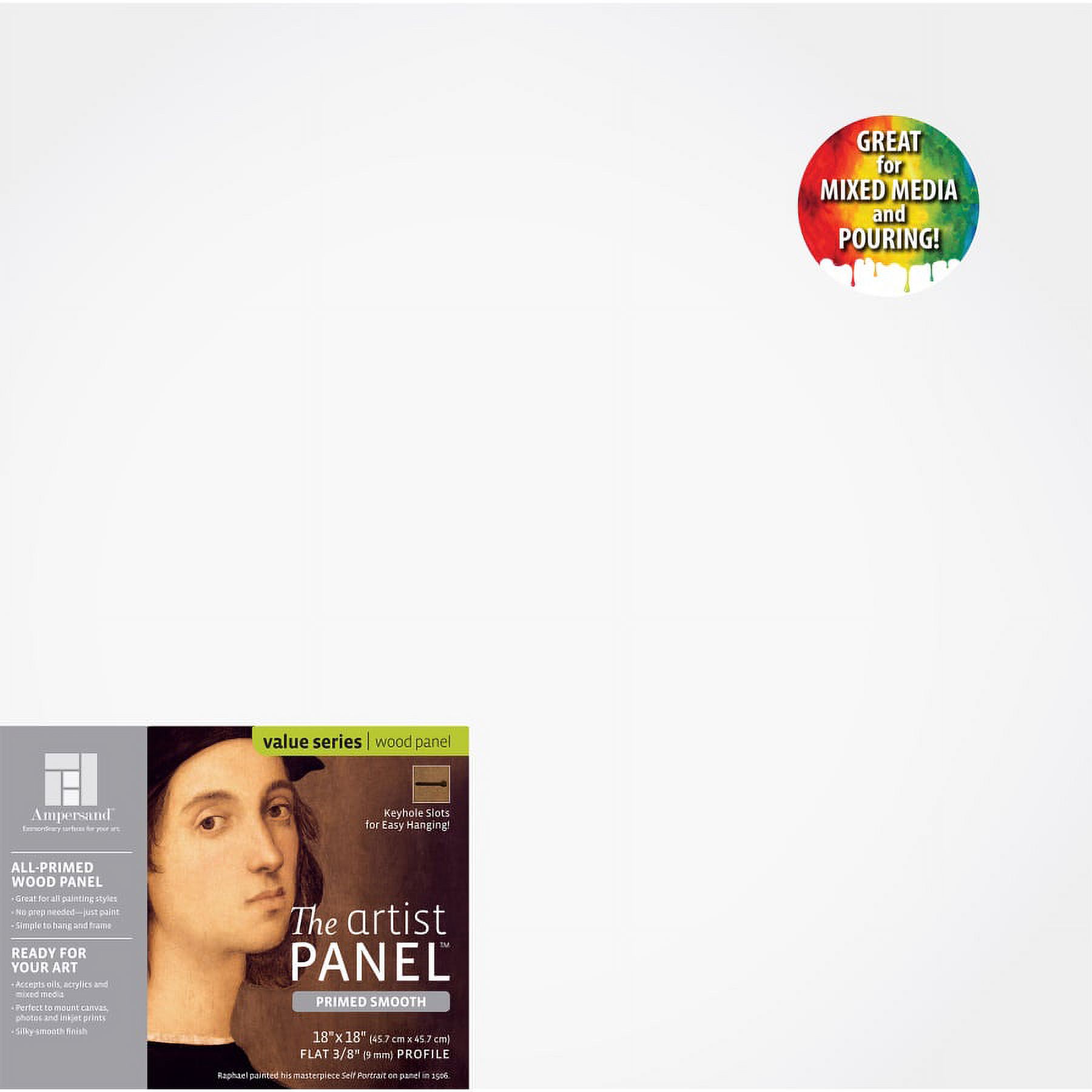 Ampersand Art Artist Panel, Primed Smooth, Uncradled, 3/8" Profile, 18 ...