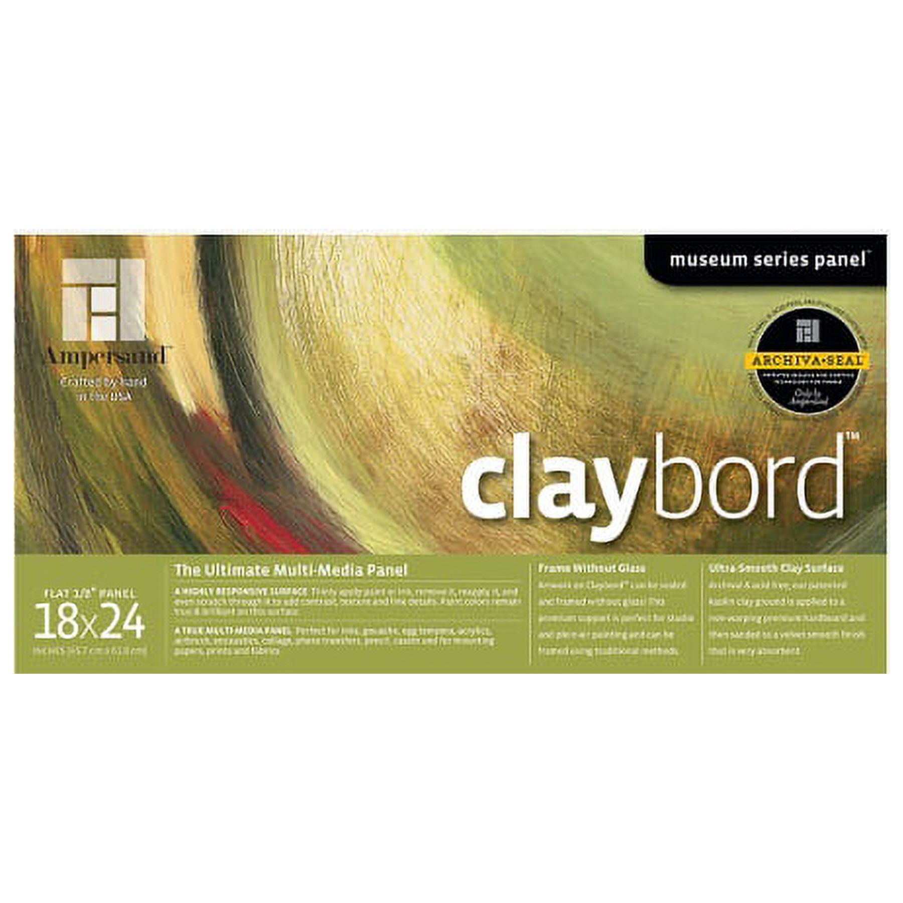 Ampersand Art Supply Wood Painting Panel: Museum Series Claybord, 18" x ...
