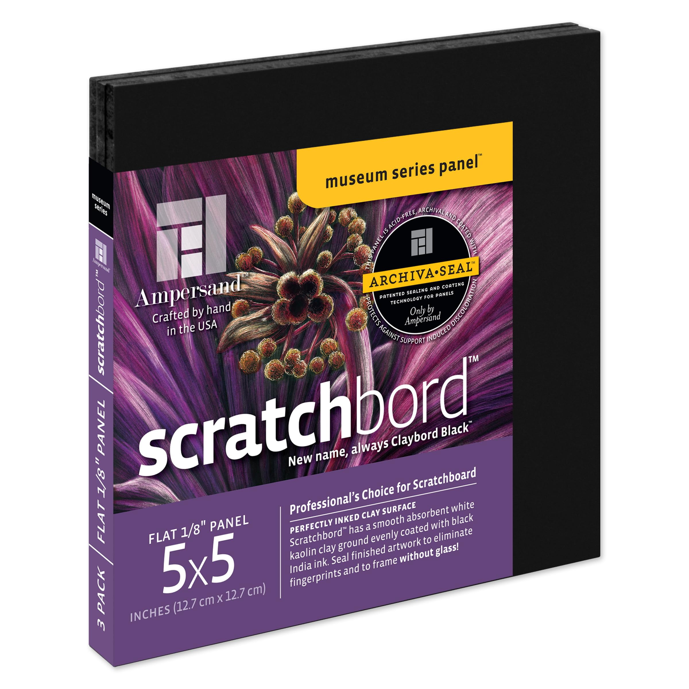 Ampersand Art SupplyTRDN Scratchbord Art Panel: Museum Series Scratchboard, 1/8 Inch Flat ...