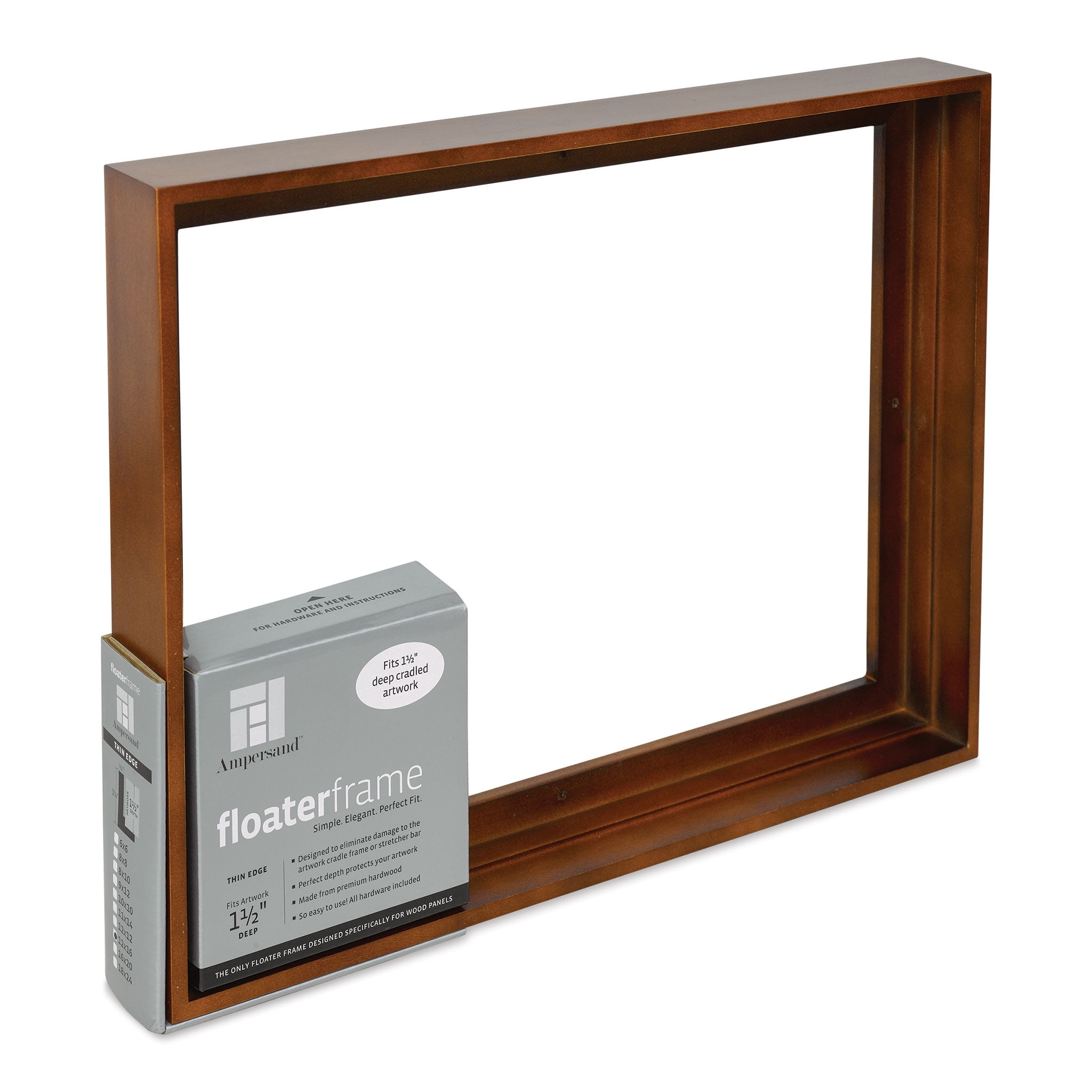 Ampersand Floater Frame - Bold, Walnut, 12" x 16", 1-1/2" - Walmart.com