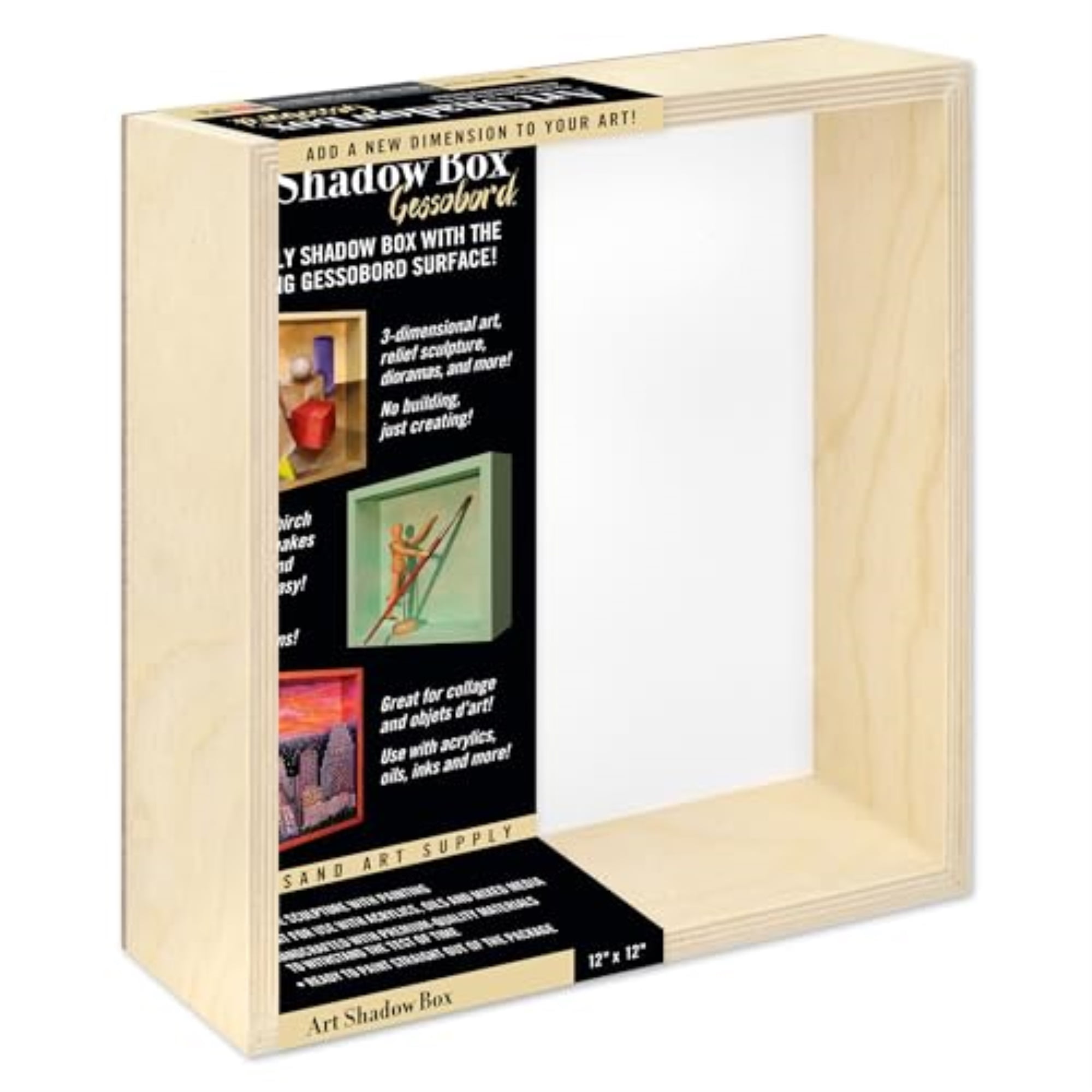 Ampersand Art Supply Museum Series Gessobord: Art Shadow Box, 12" x 12 ...