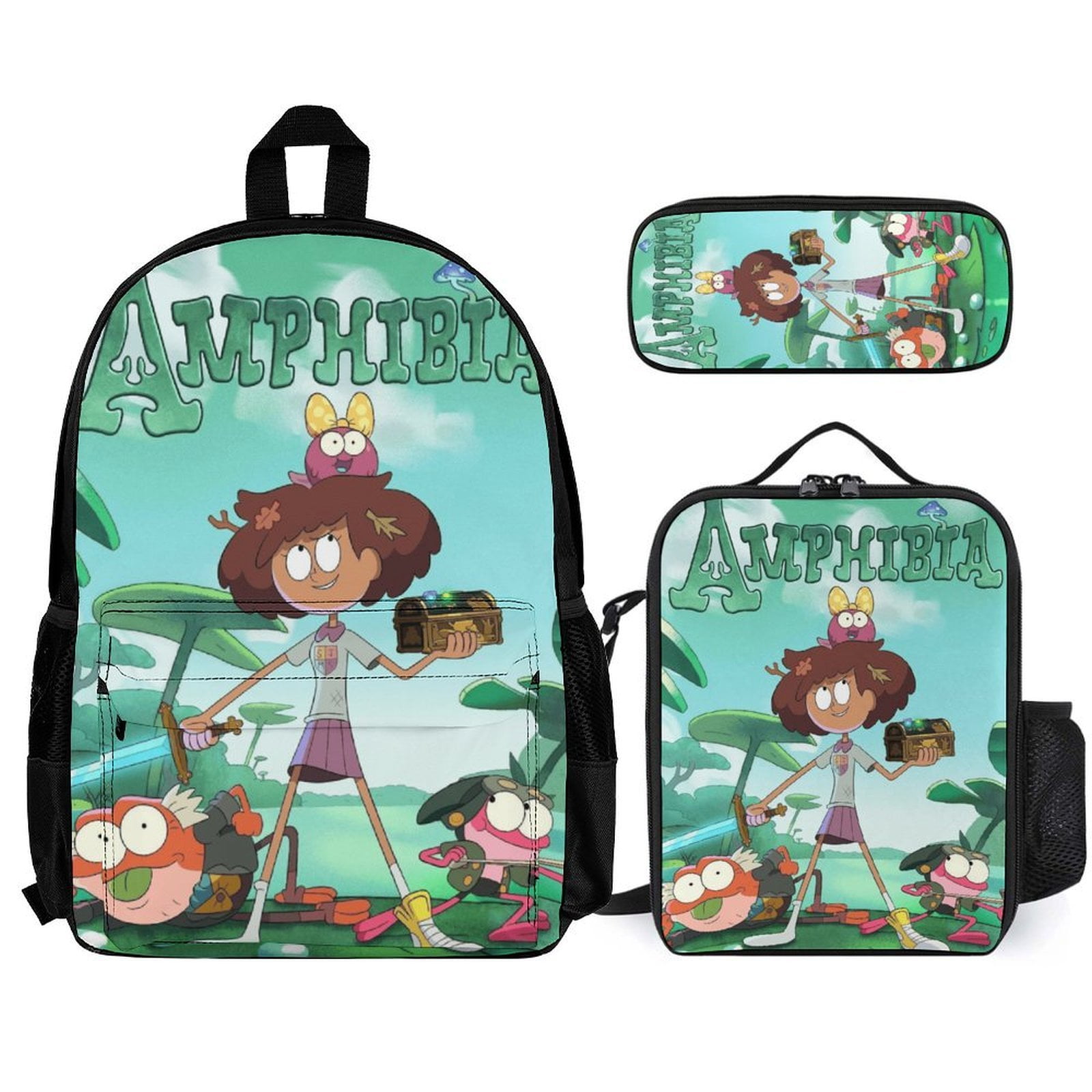 Amphibia 3 Pcs Backpack Set With Lunch Bag And Pencil Case Casual ...