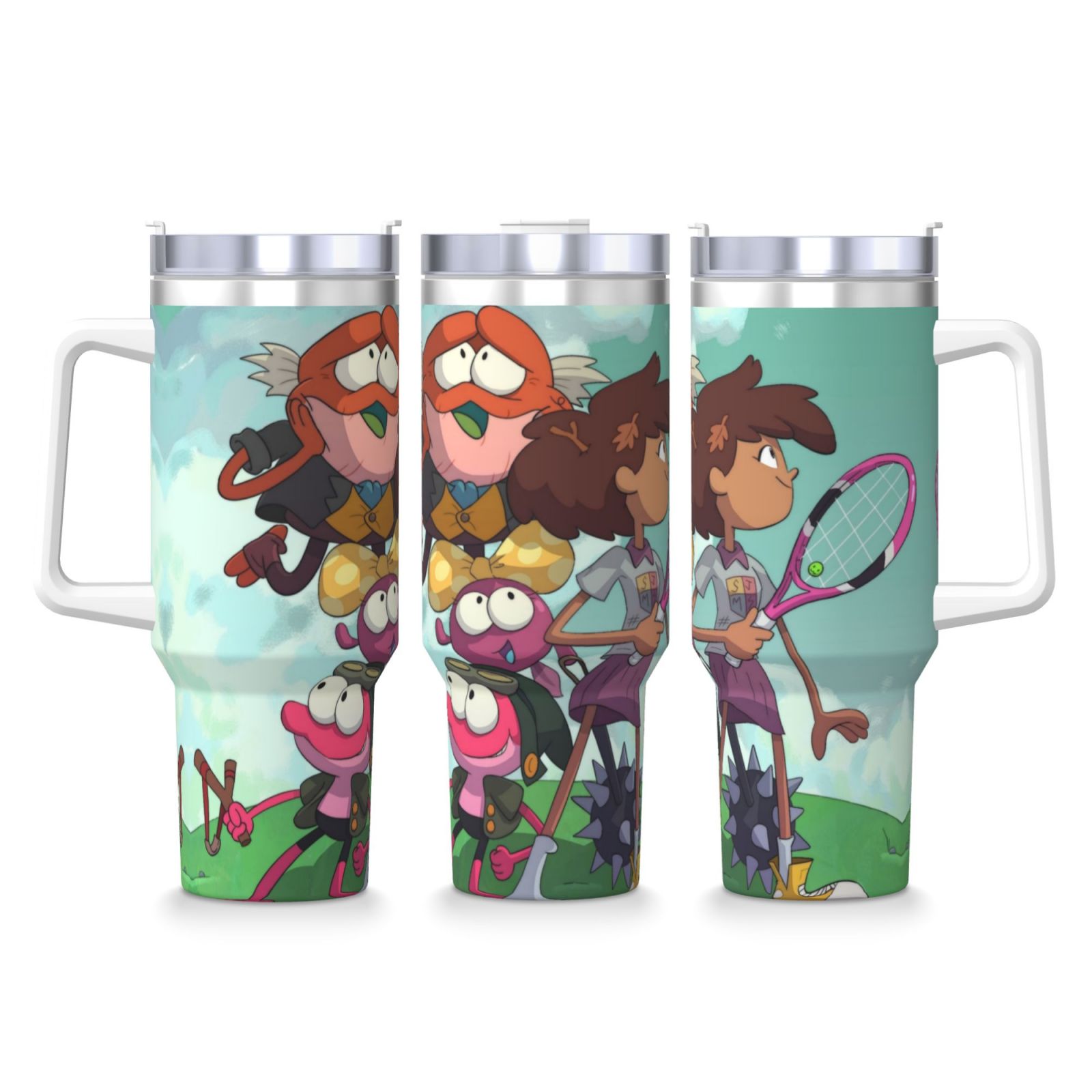 Amphibia 40 OZ Ice Bully Cup with Handle Straw Lid, Double Wall ...