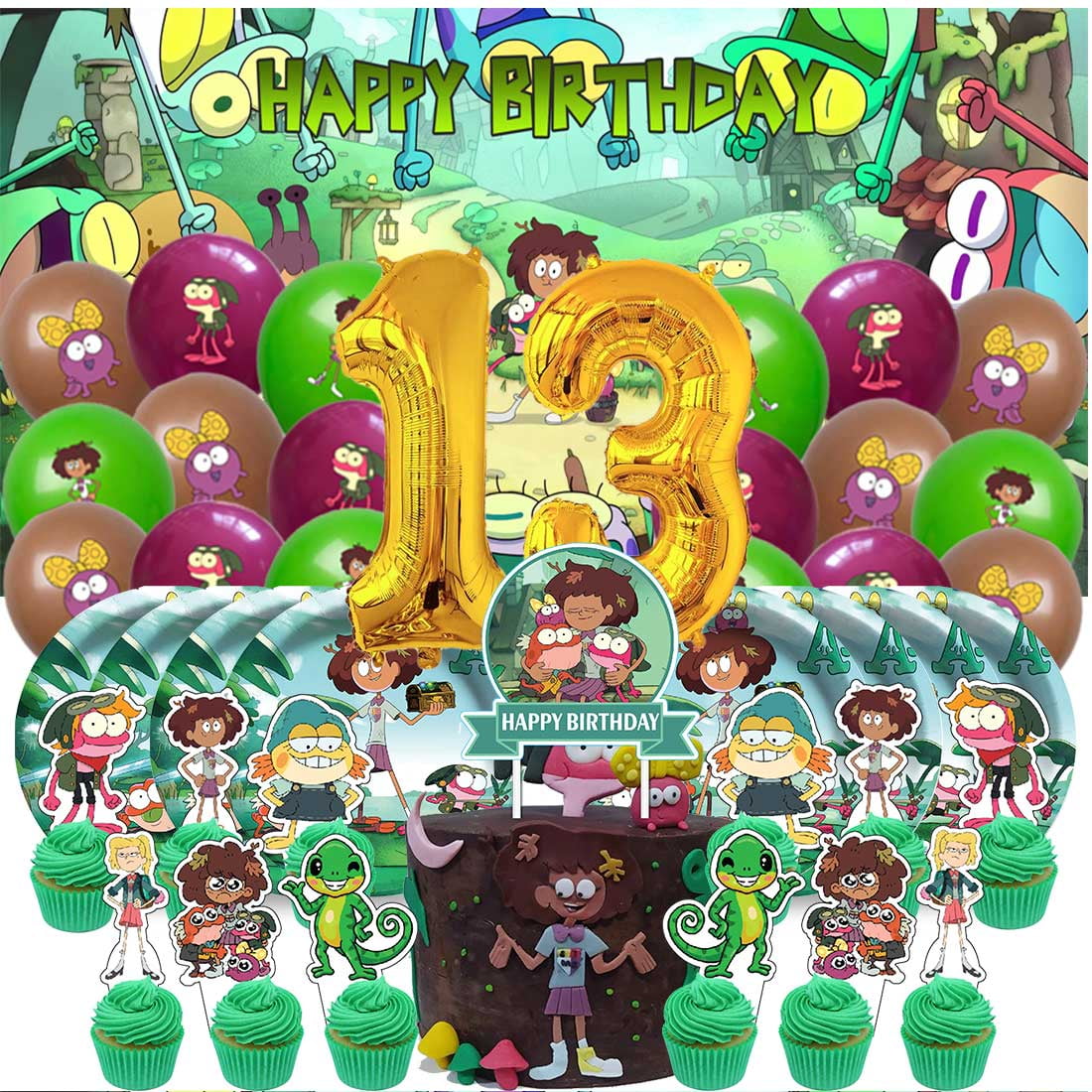 Amphibia Balloons Party Supplies 13th Decor Tableware Birthday Cake ...