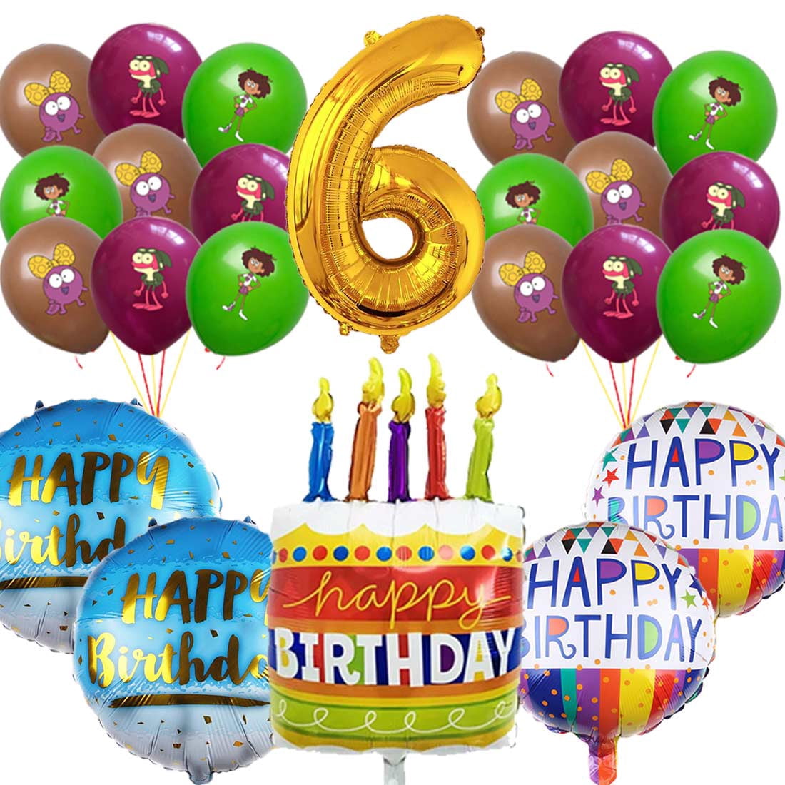 Amphibia Balloons Party Supplies 6th Big Number Decorations Decor Kit ...
