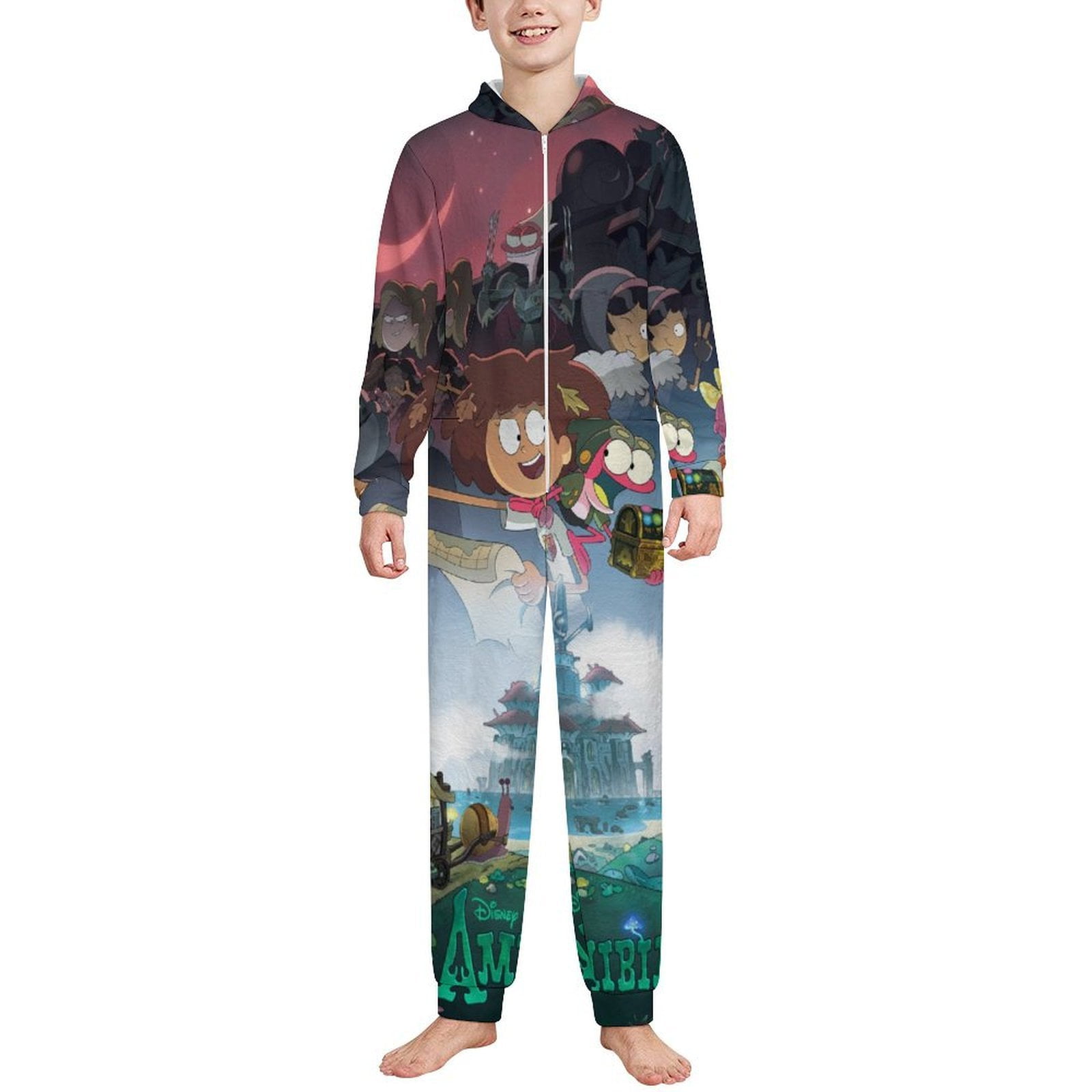 Amphibia Kids Hooded Union Suit One Piece Pajama Outfit Boys Girls PJs ...