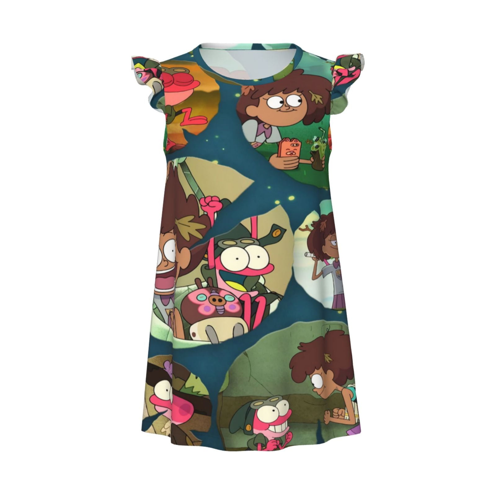 Amphibia Little Girls Nightgowns Print Flutter Sleeve Casual Pajamas ...