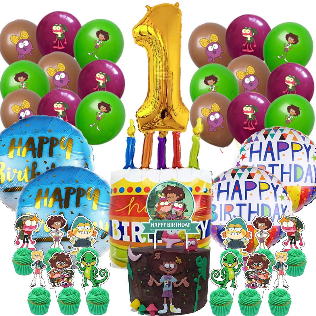 Amphibia Party Supplies 1st Decor Kit Balloons Birthday Cake Topper ...