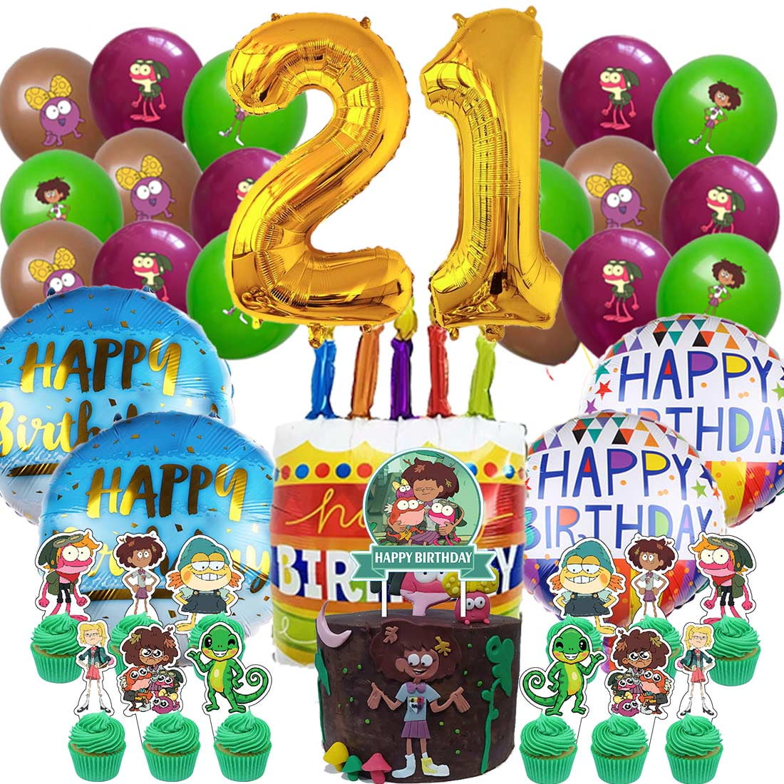 Amphibia Party Supplies 21th Decor Kit Balloons Birthday Cake Topper ...